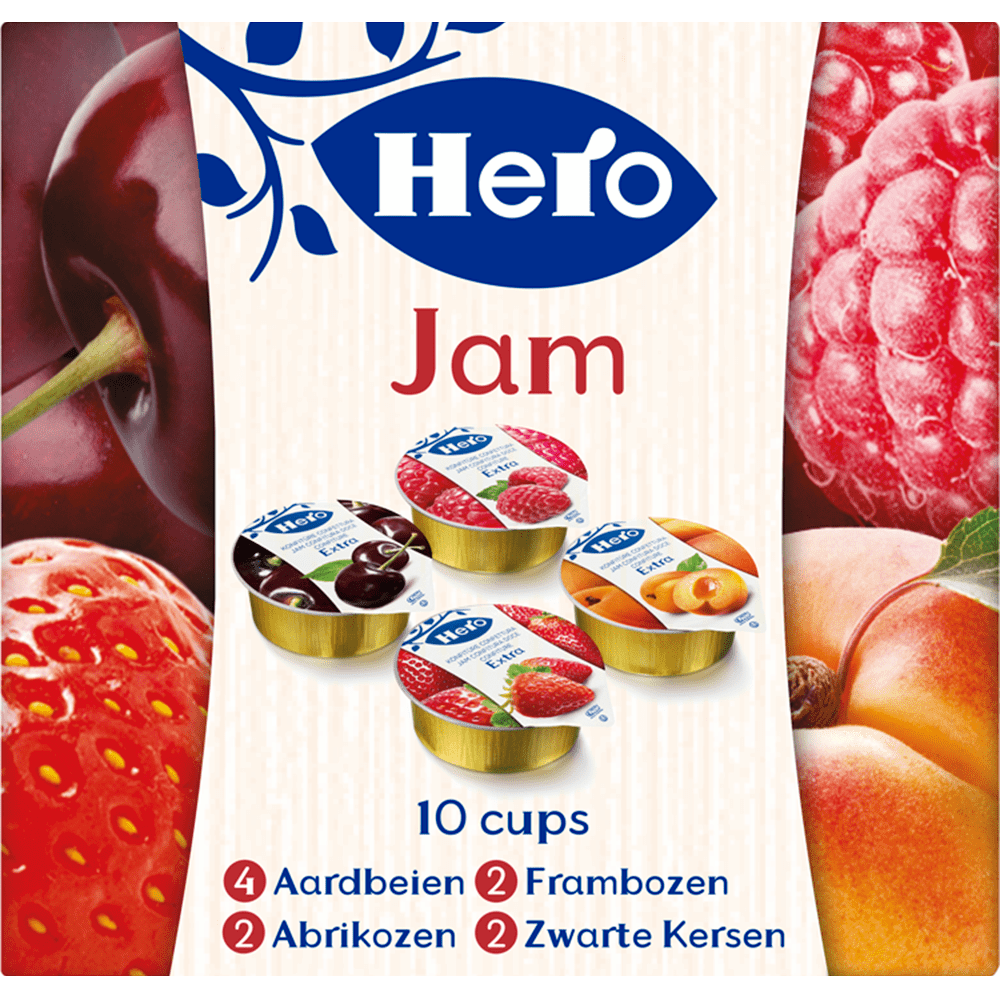 Hero Jam Variatie Cups 10x25g Per Doos 10 st