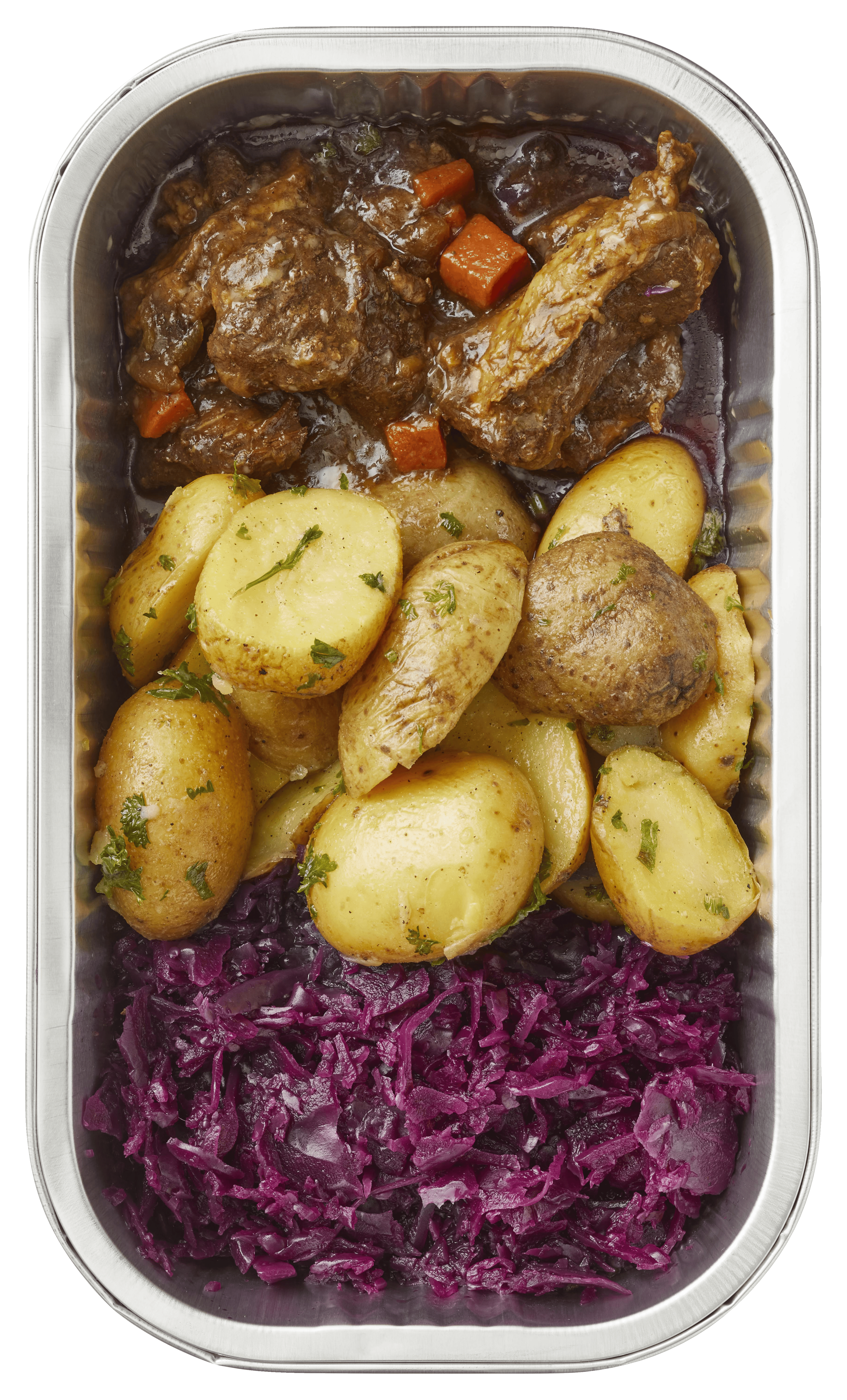 Uit de keuken van PLUS Stoofvlees krieltjes en rode kool Per 500 gram