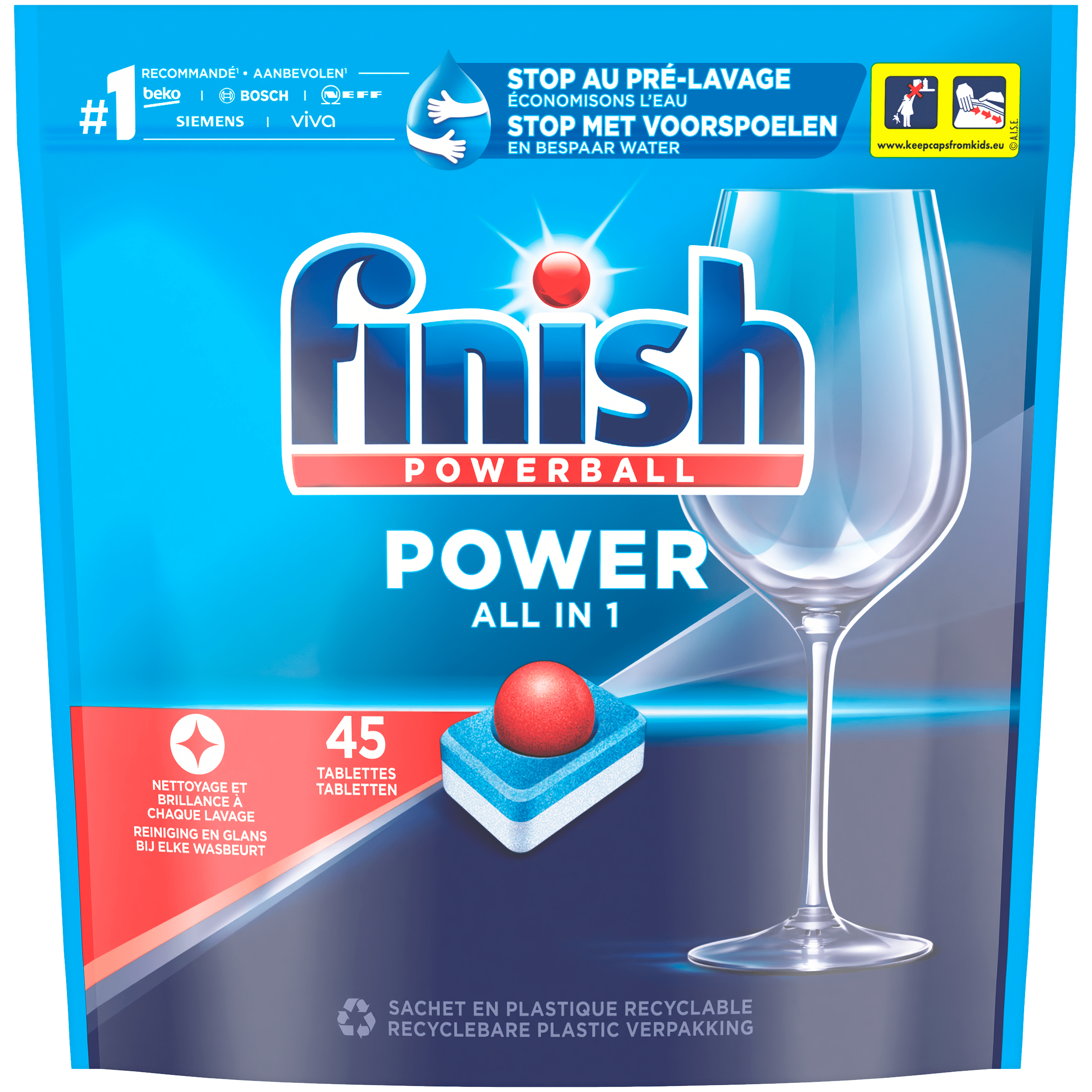 Finish Power All in One Vaatwastabletten Per Zak 45 st