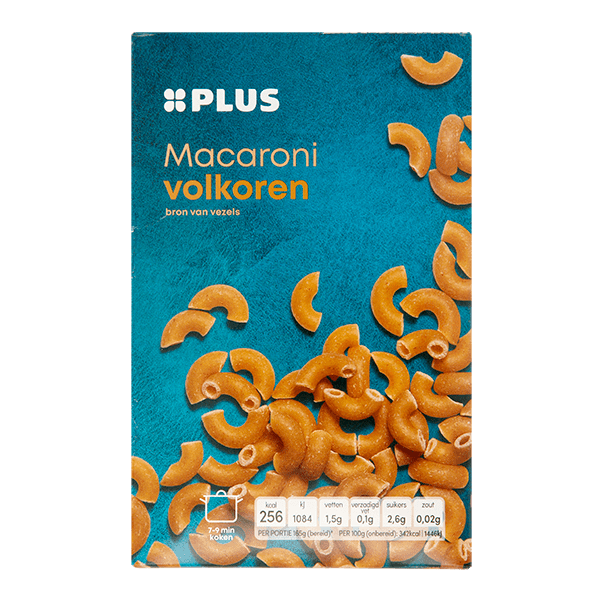 PLUS Macaroni volkoren Per Pak 500 g