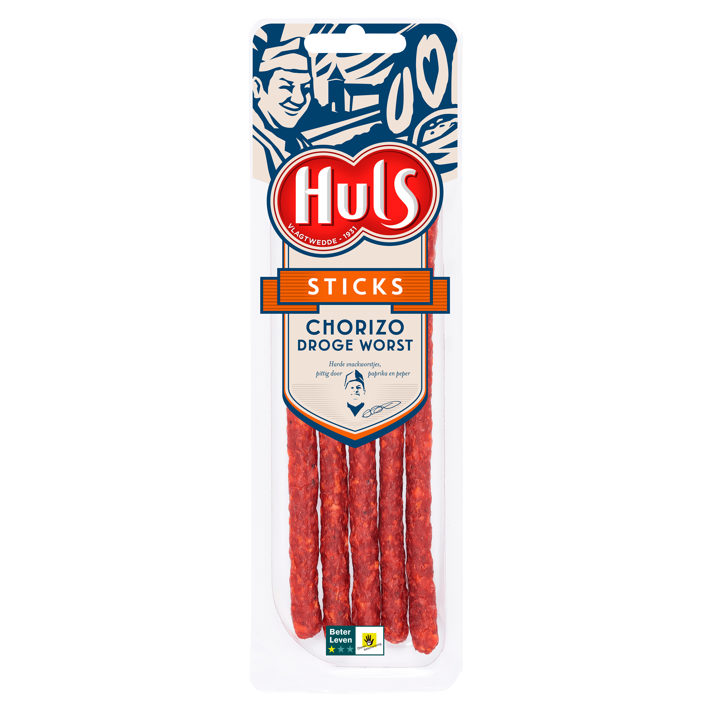 Huls Chorizo sticks BLK 1 ster Per Tray 62 g - PLUS