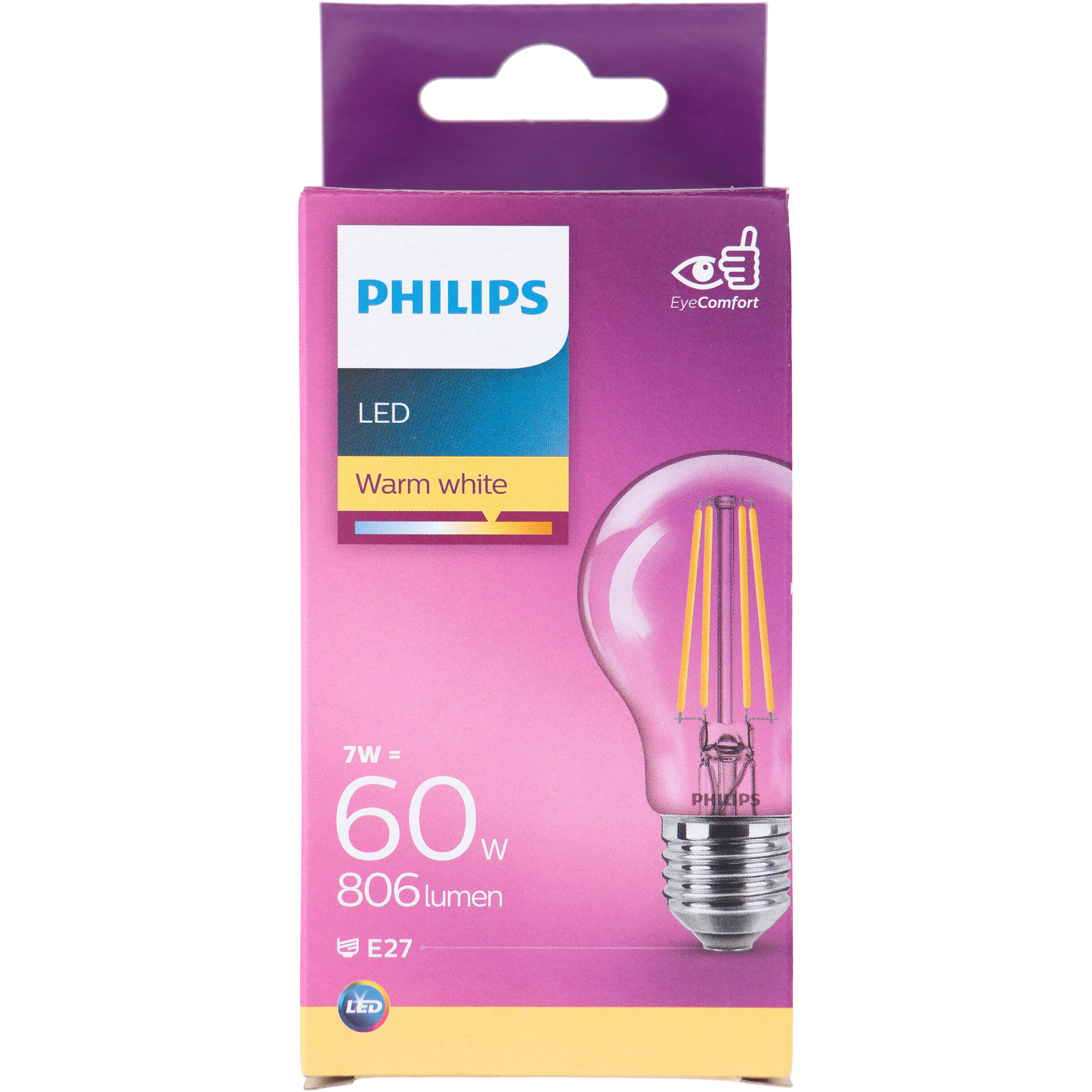 Philips LED filament bulb 60W E27 box Per Doos 1 st