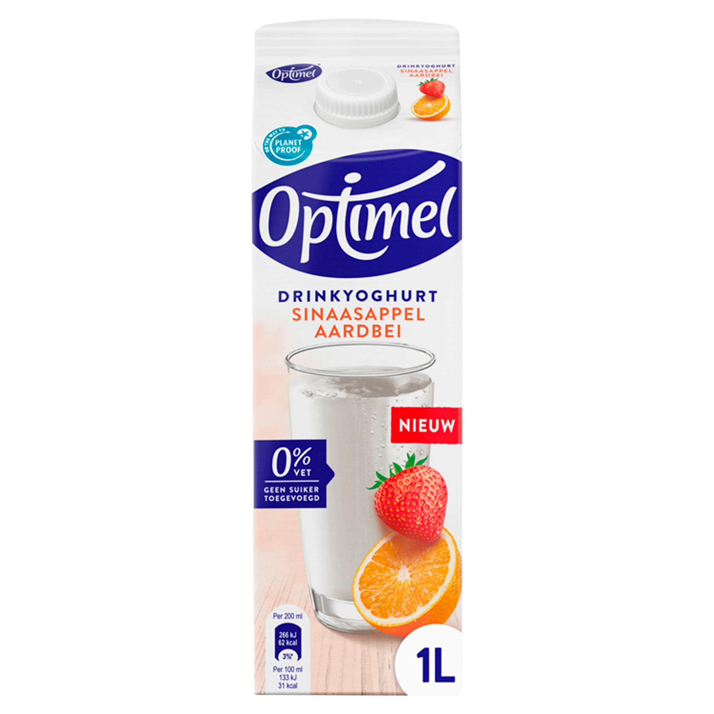 Optimel Drink Sinaasappel / Aardbei 0% vet Per Pak 1000 ml