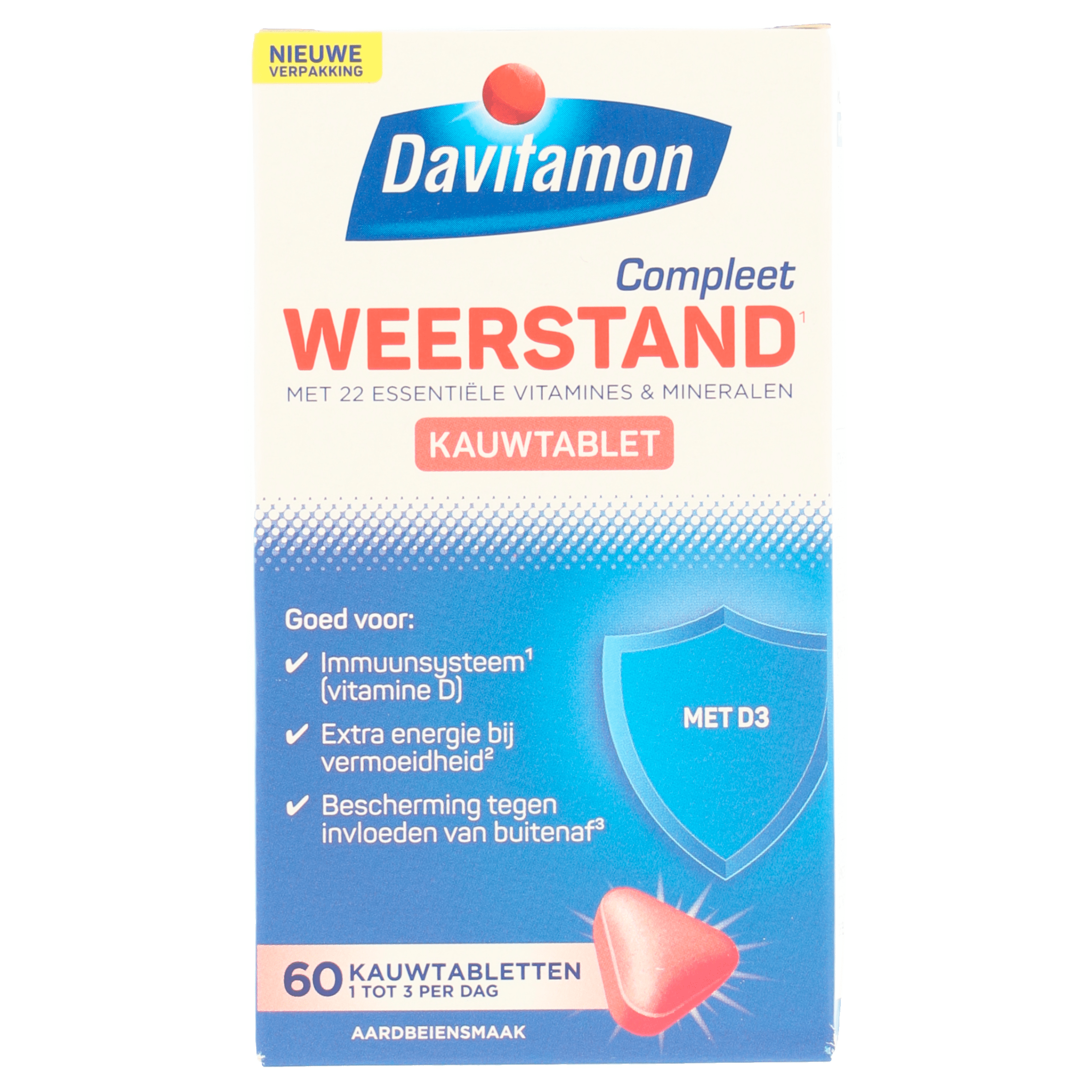 Davitamon Vitamine Kauwtablet aardbei Per Doos 60 st