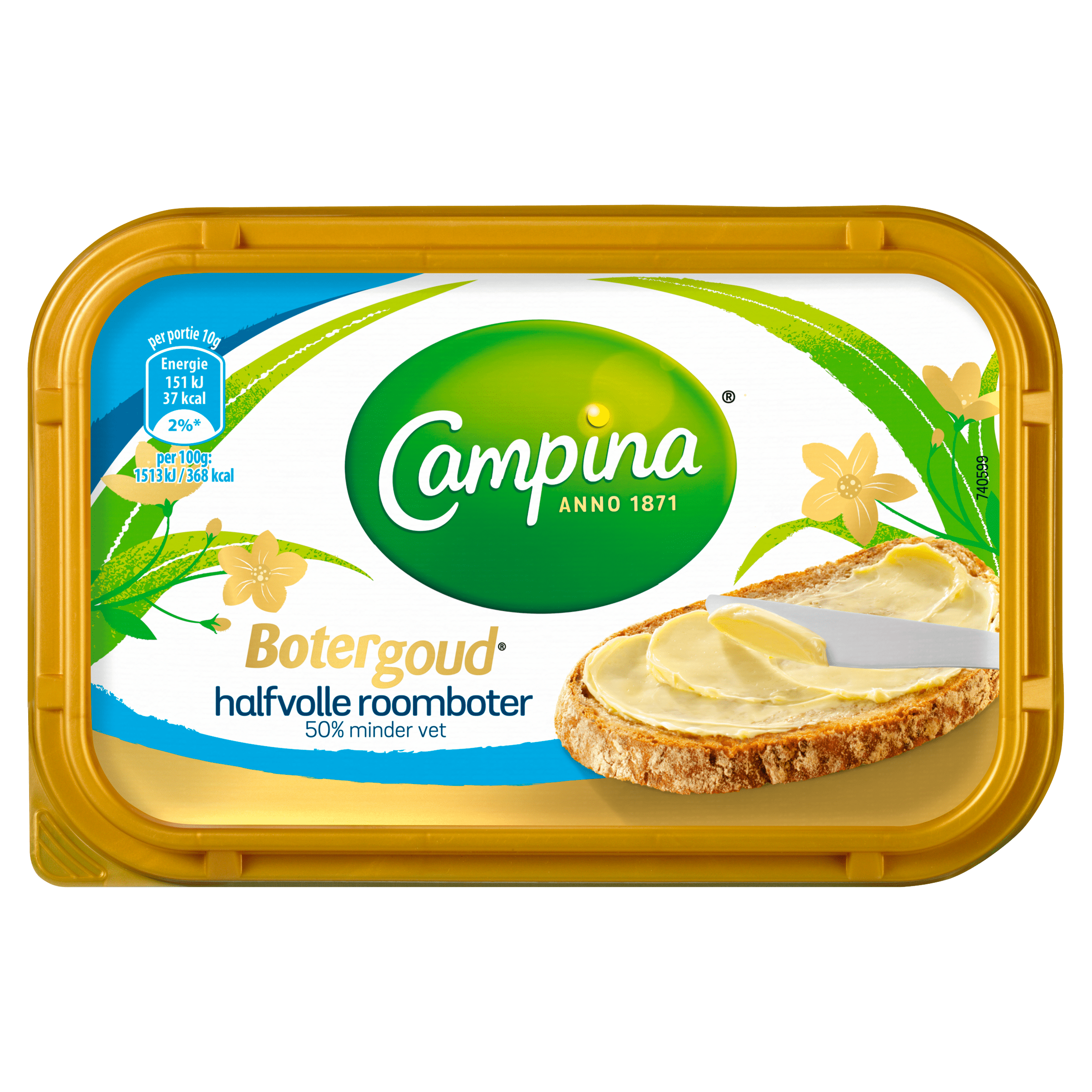 Campina Botergoud Roomboter 50% Per Kuipje 225 g