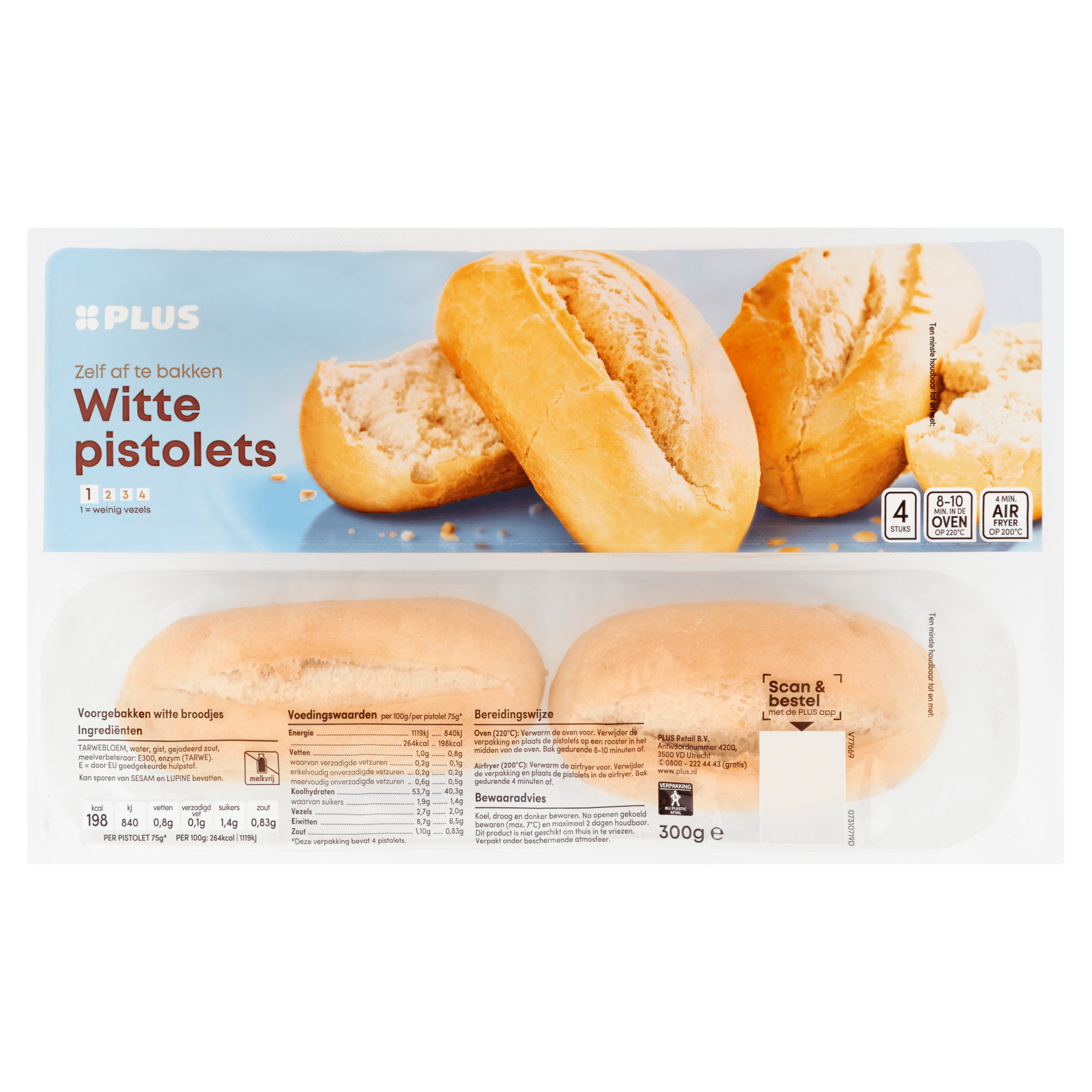 PLUS Pistolets wit Per Zak 300 g