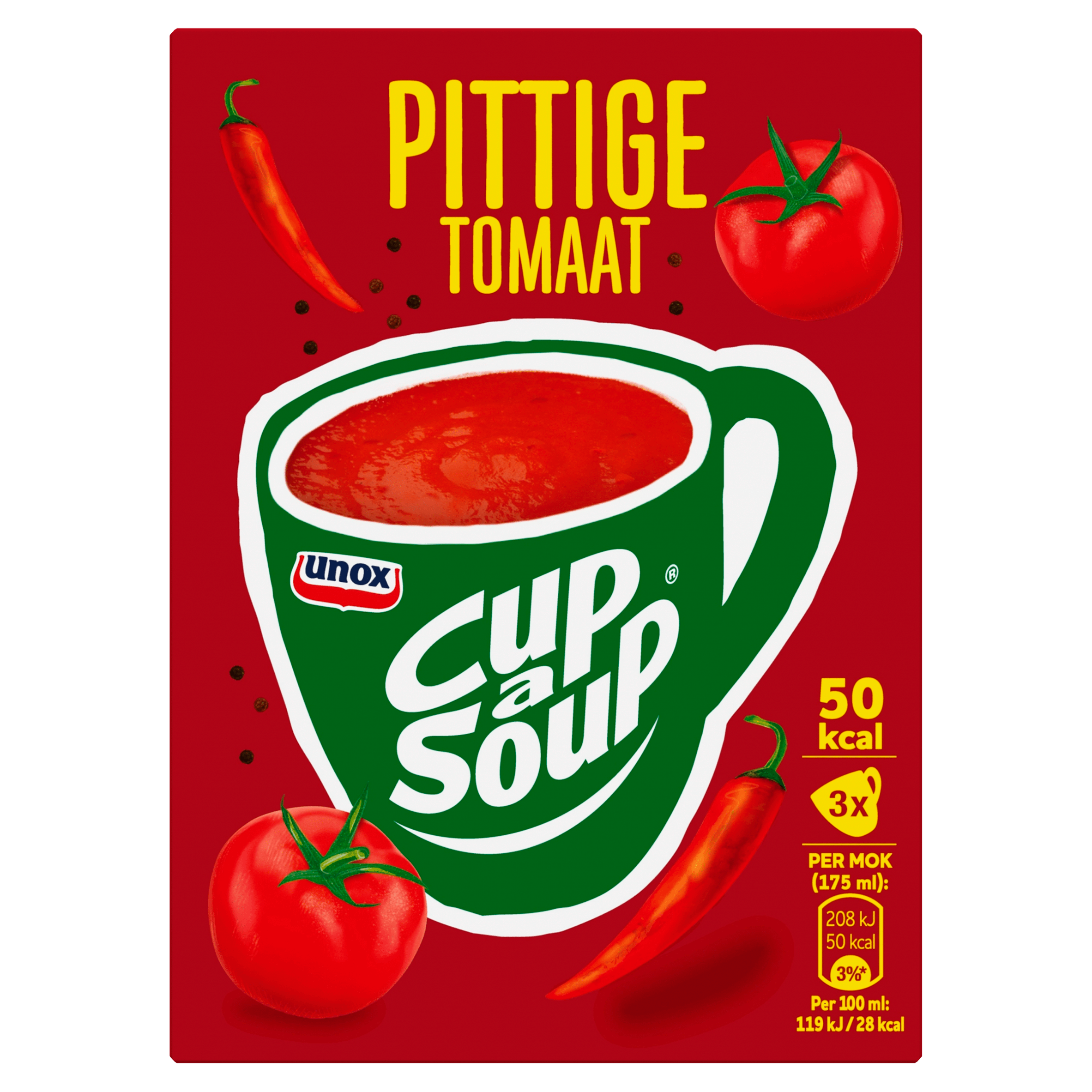 Unox Cup-a-Soup Pittige Tomaat Per Doos 48 g
