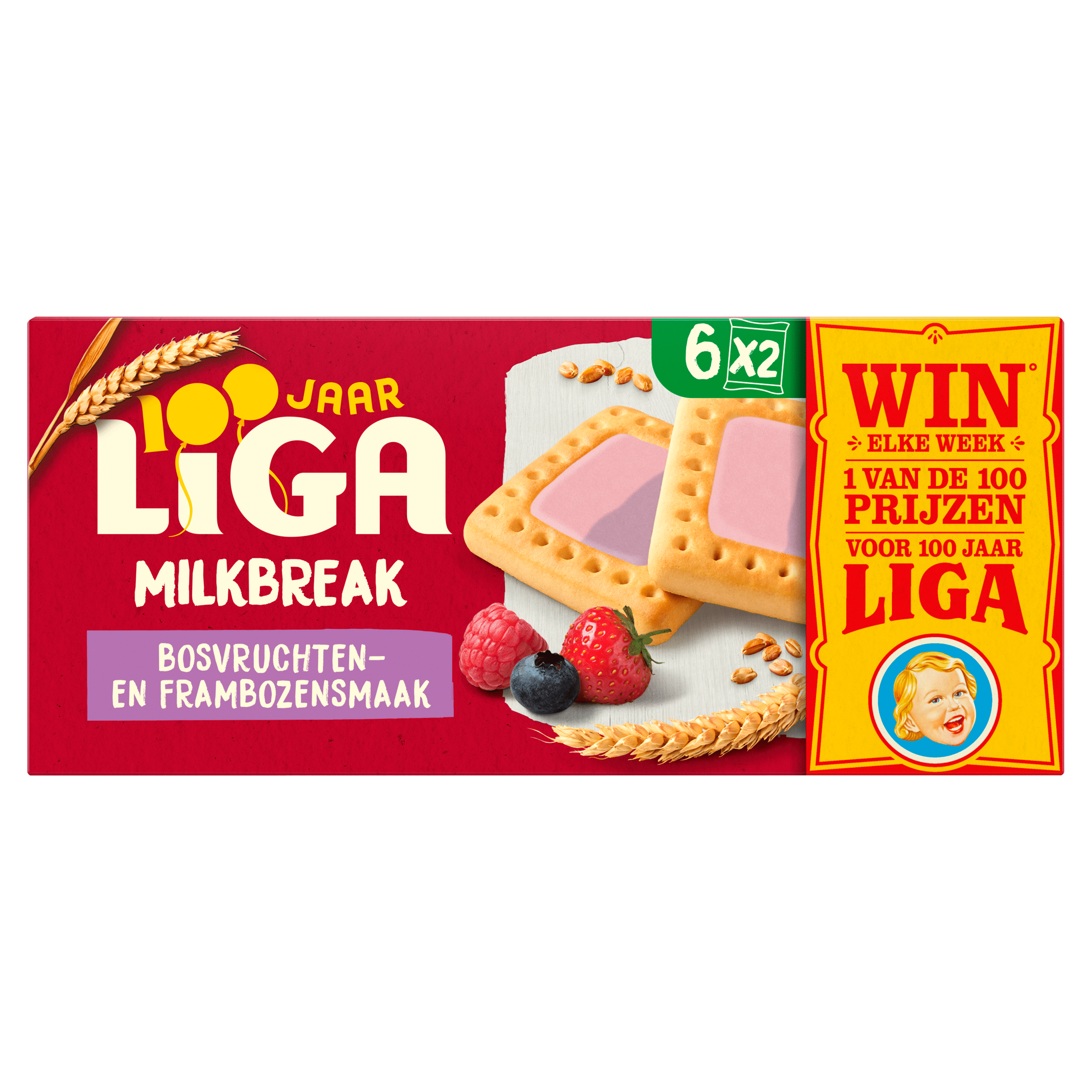 Liga Milkbreak koekjes bosvruchten framboos Per Pak 245 g