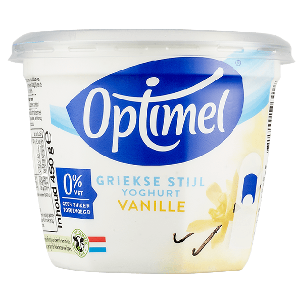 Optimel Yoghurt Griekse stijl vanille 0% vet Per Beker 450 g