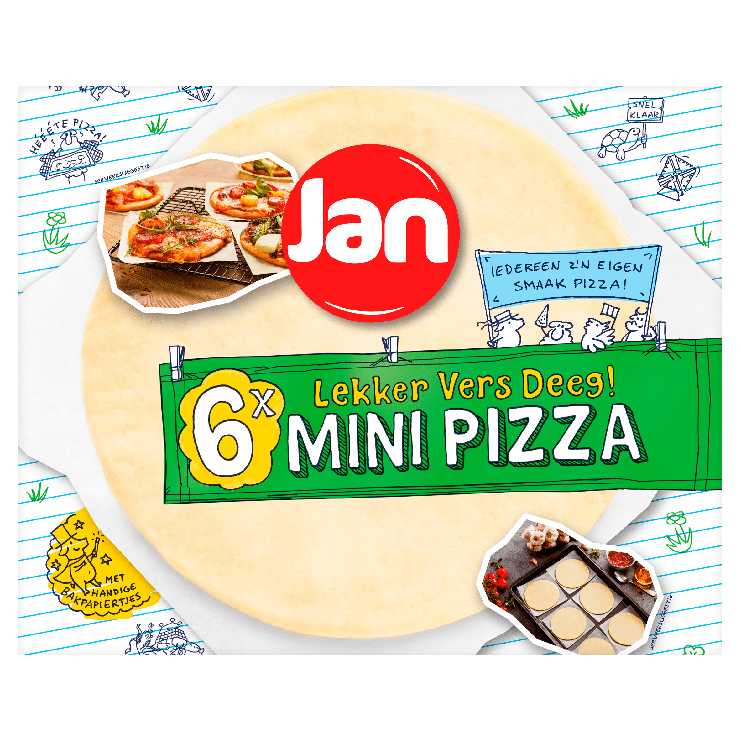 Jan Mini pizzadeeg Per Stuk 390 g