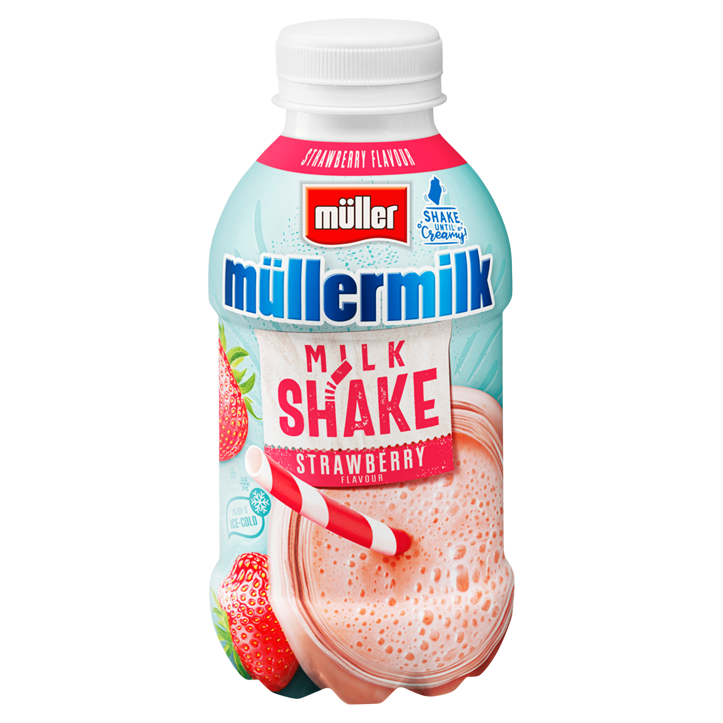 Müllermilk Milk shake aardbei Per Fles 381 ml