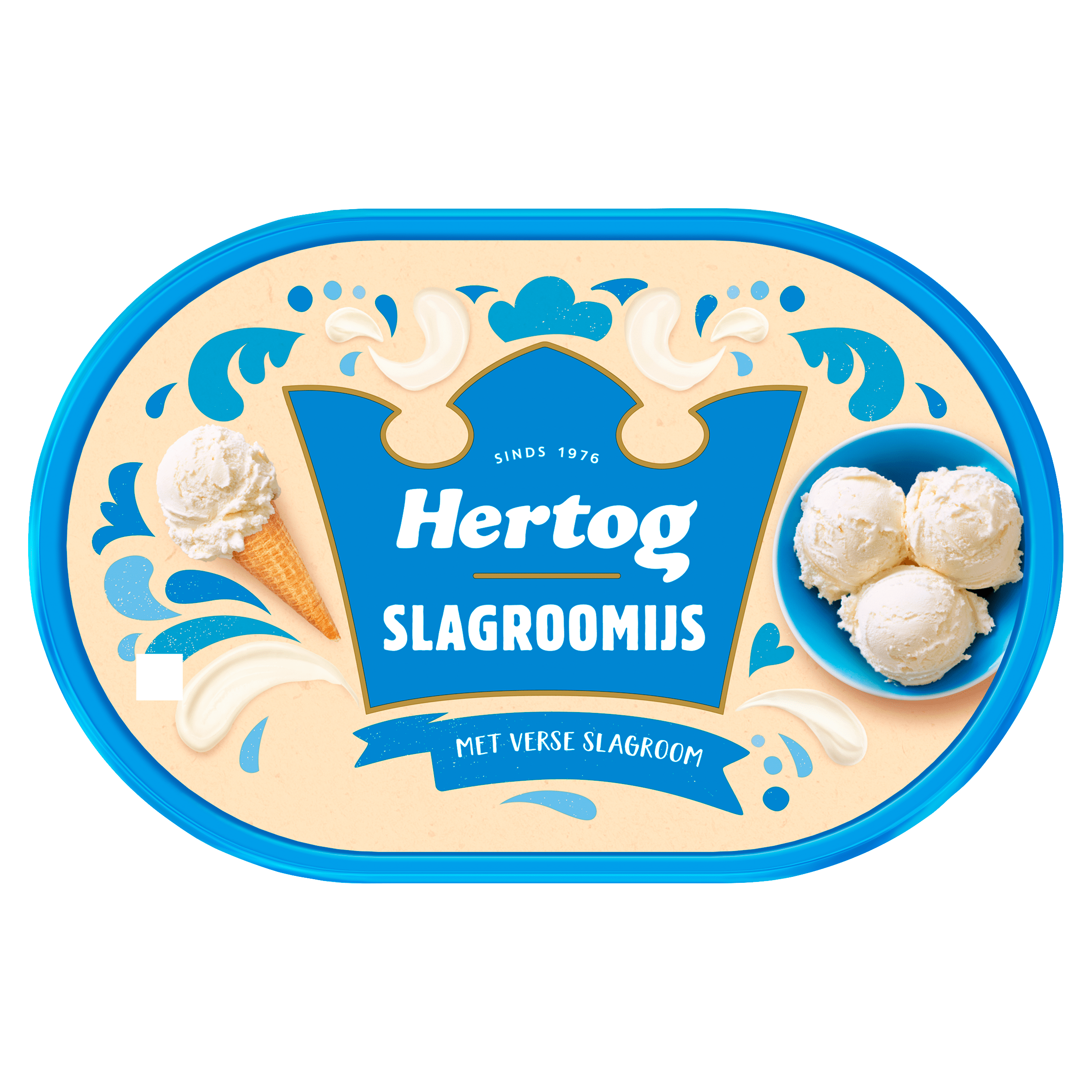 Hertog ijs slagroom Per Kuipje 900 ml