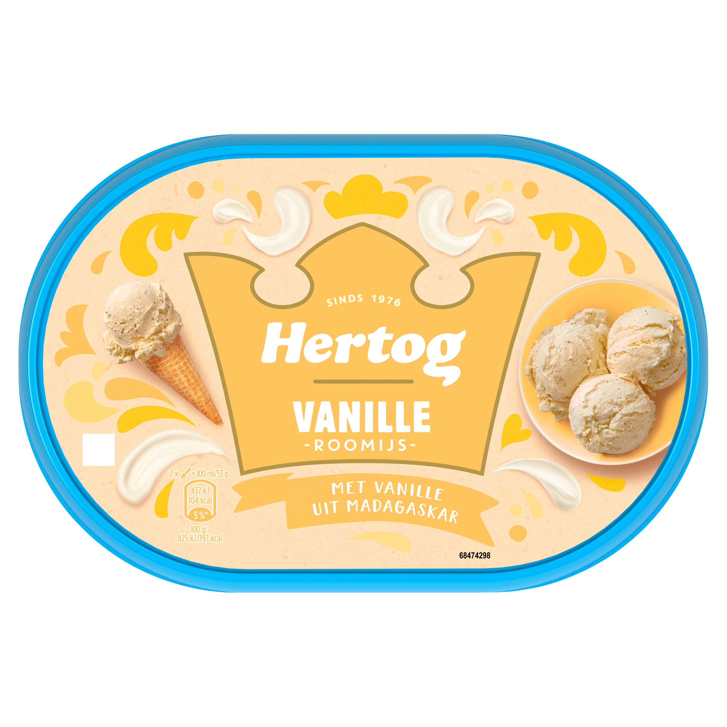 Hertog ijs romig vanille Per Koker 900 ml - PLUS