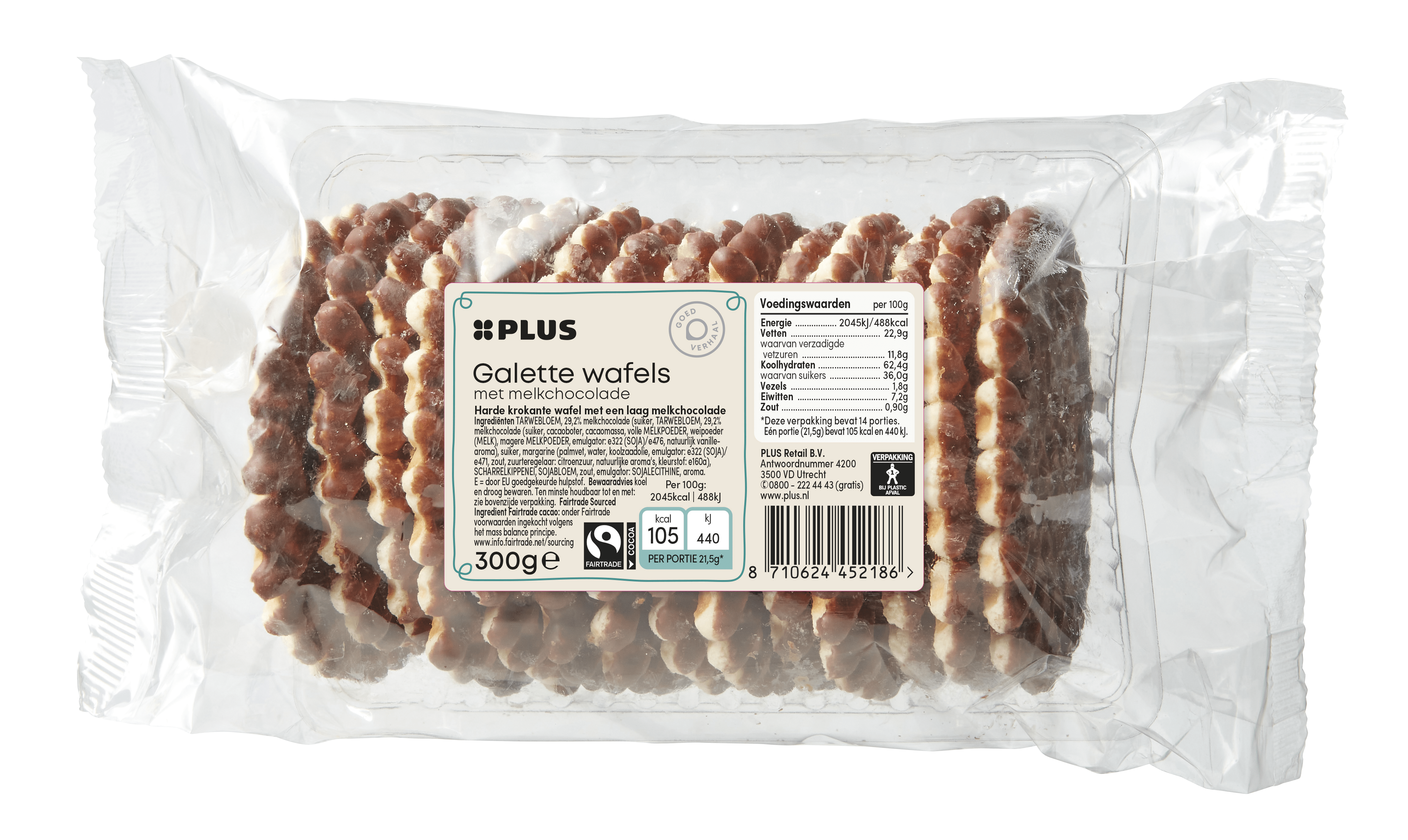 PLUS Galetten wafels choco Fairtrade Per Pak 300 g