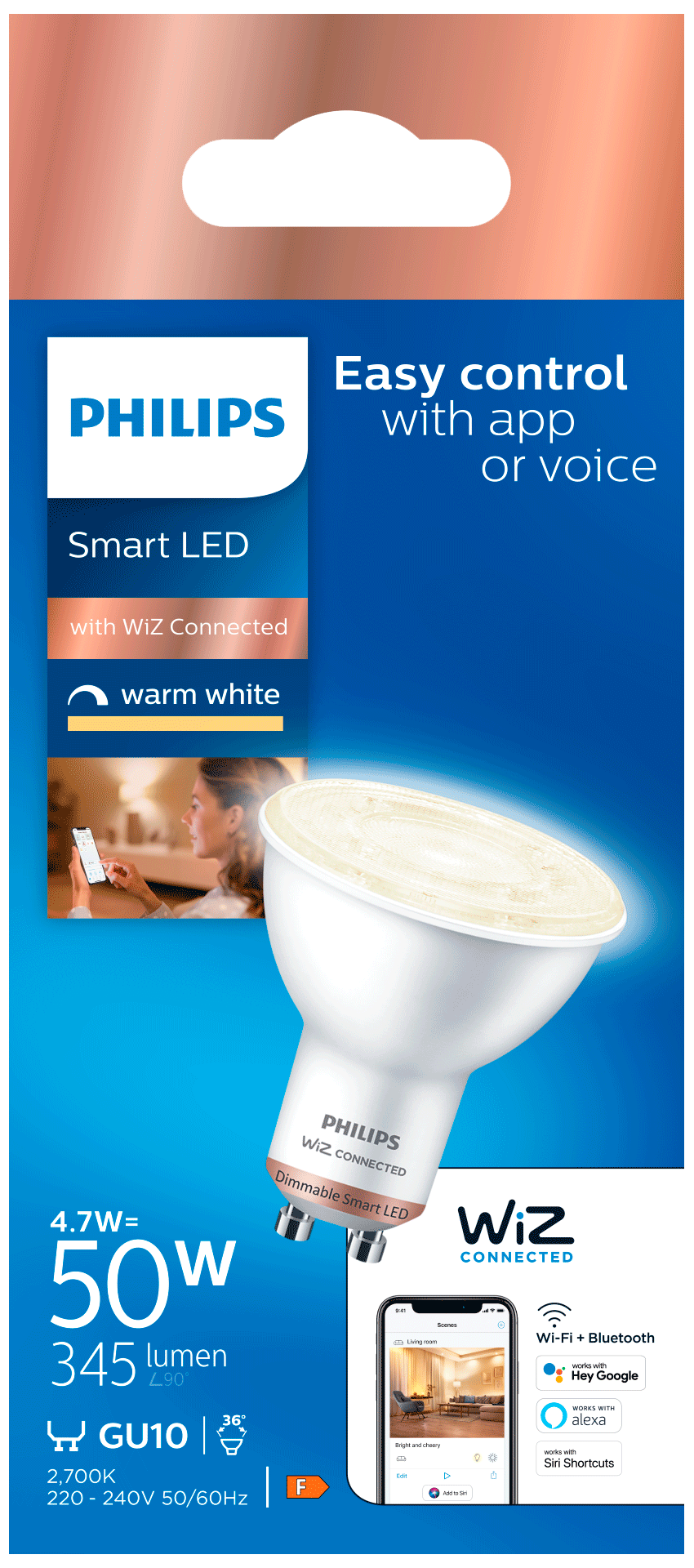 Philips Smart LED 50W GU10 wittinten Per Stuk 1 st