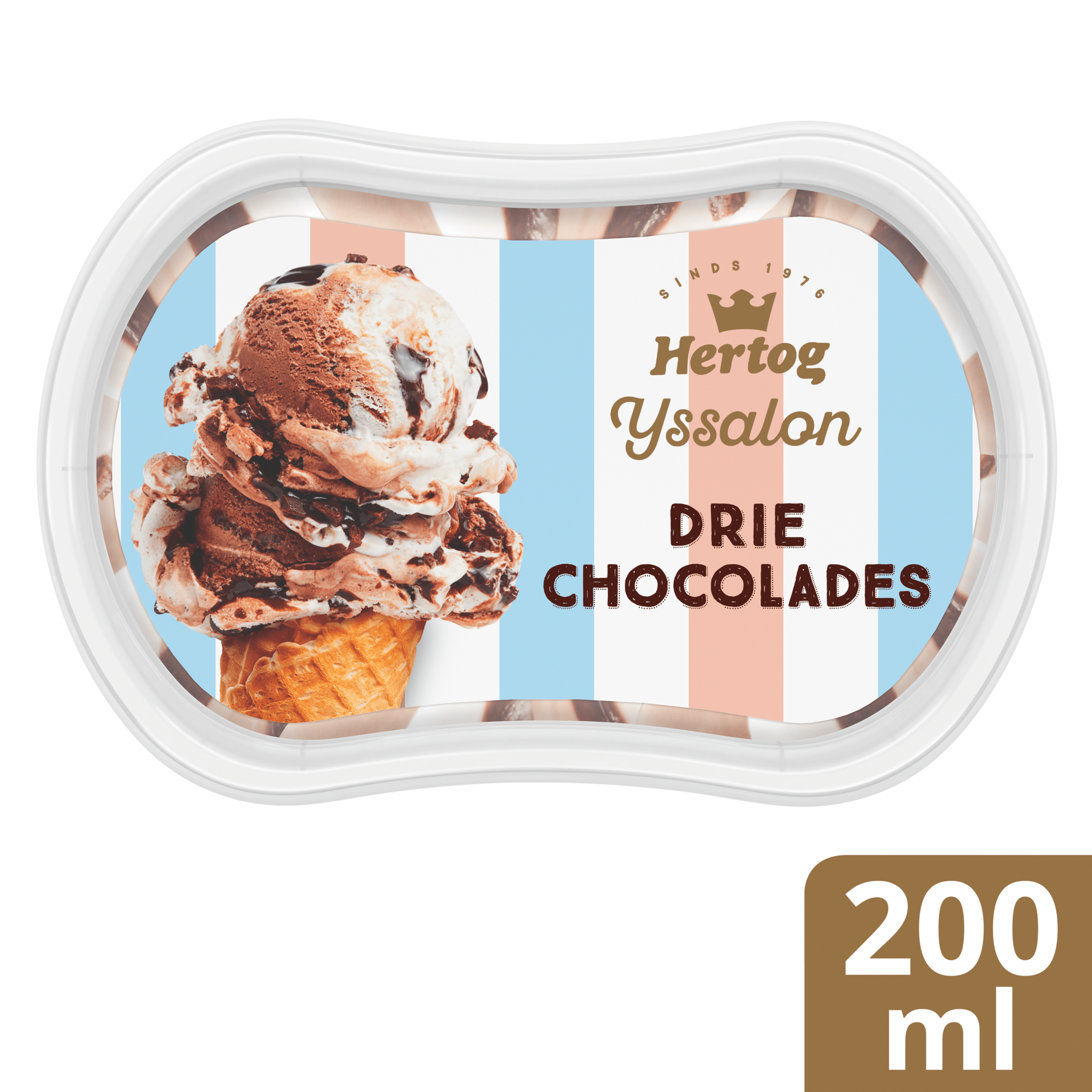 Hertog IJssalon mini drie chocolades Per Koker 200 ml