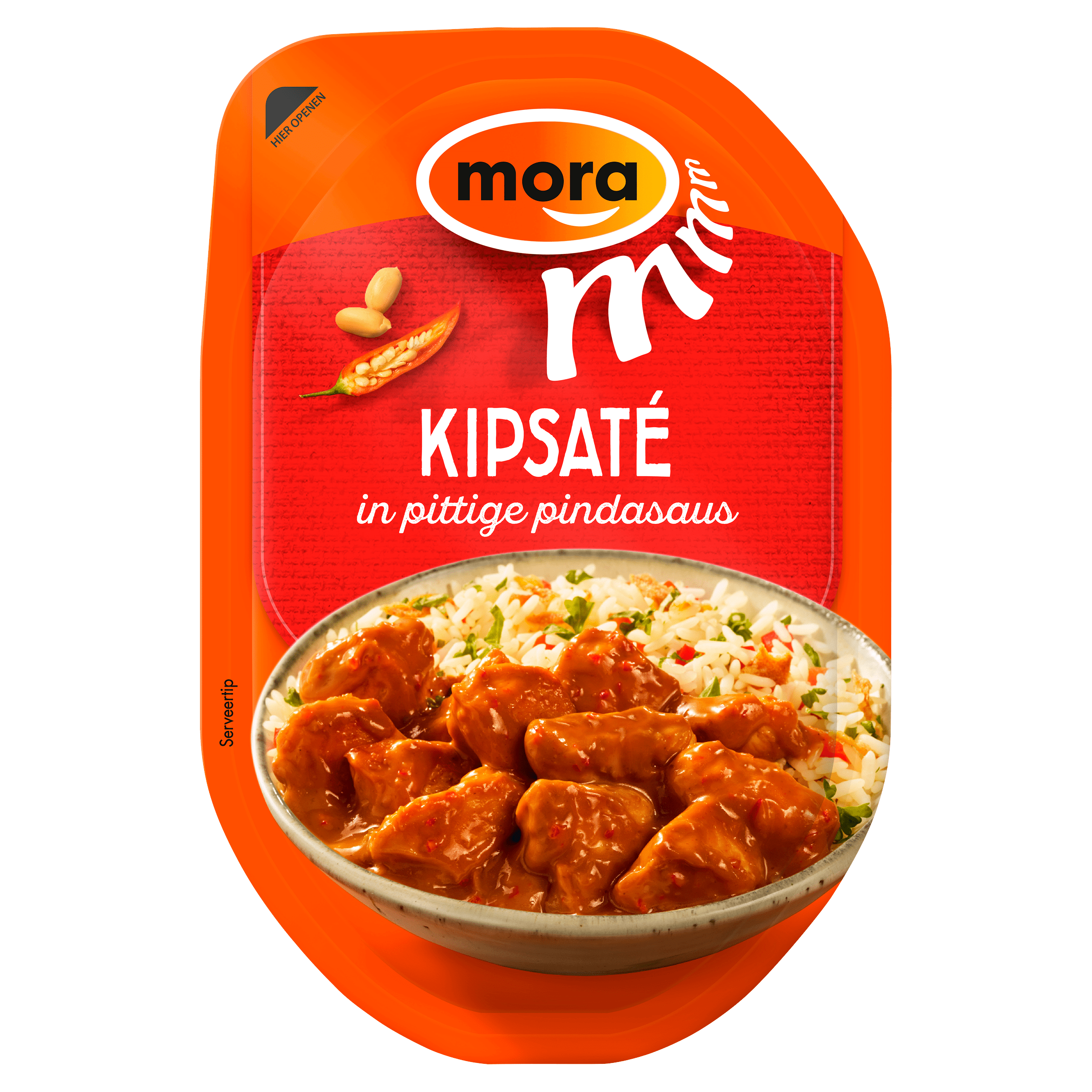 Mora Kipsaté in Pittige Pindasaus Per Bakje 160 g - PLUS