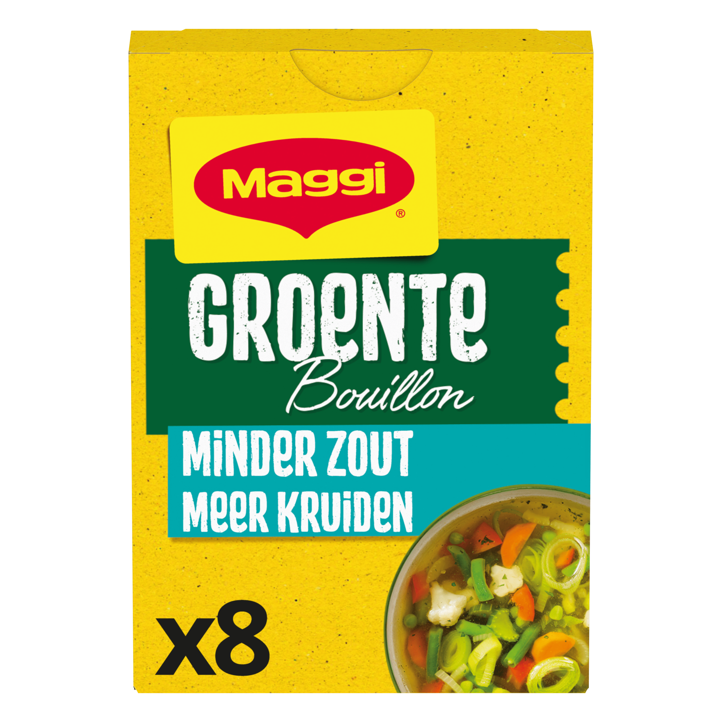 Maggi Bouillon groente minder zout 8 blokjes Per Doos 72 g