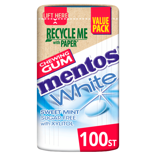Mentos Gum white sweetmint Per Pot 100 st