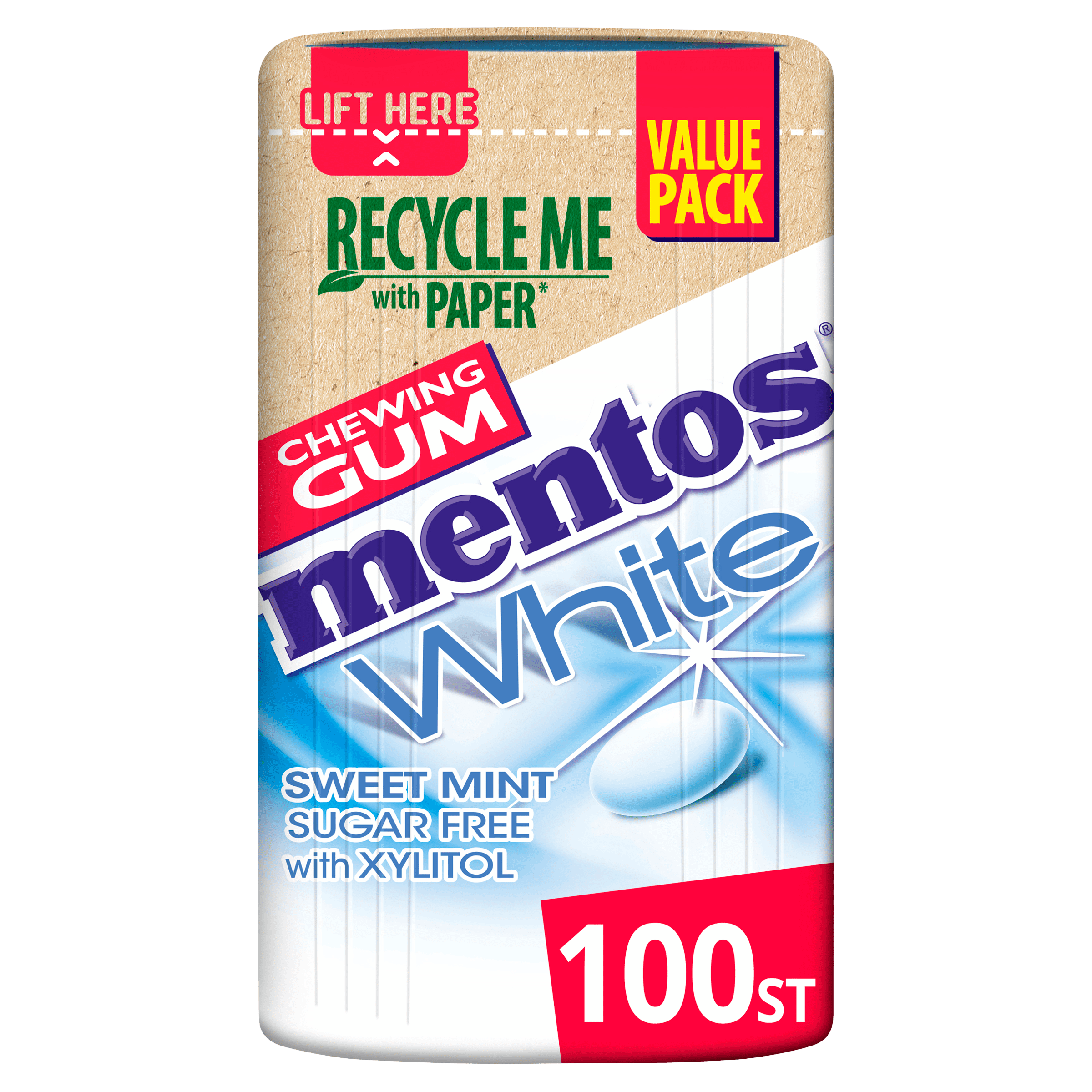 Mentos Gum white sweetmint Per Pot 100 st