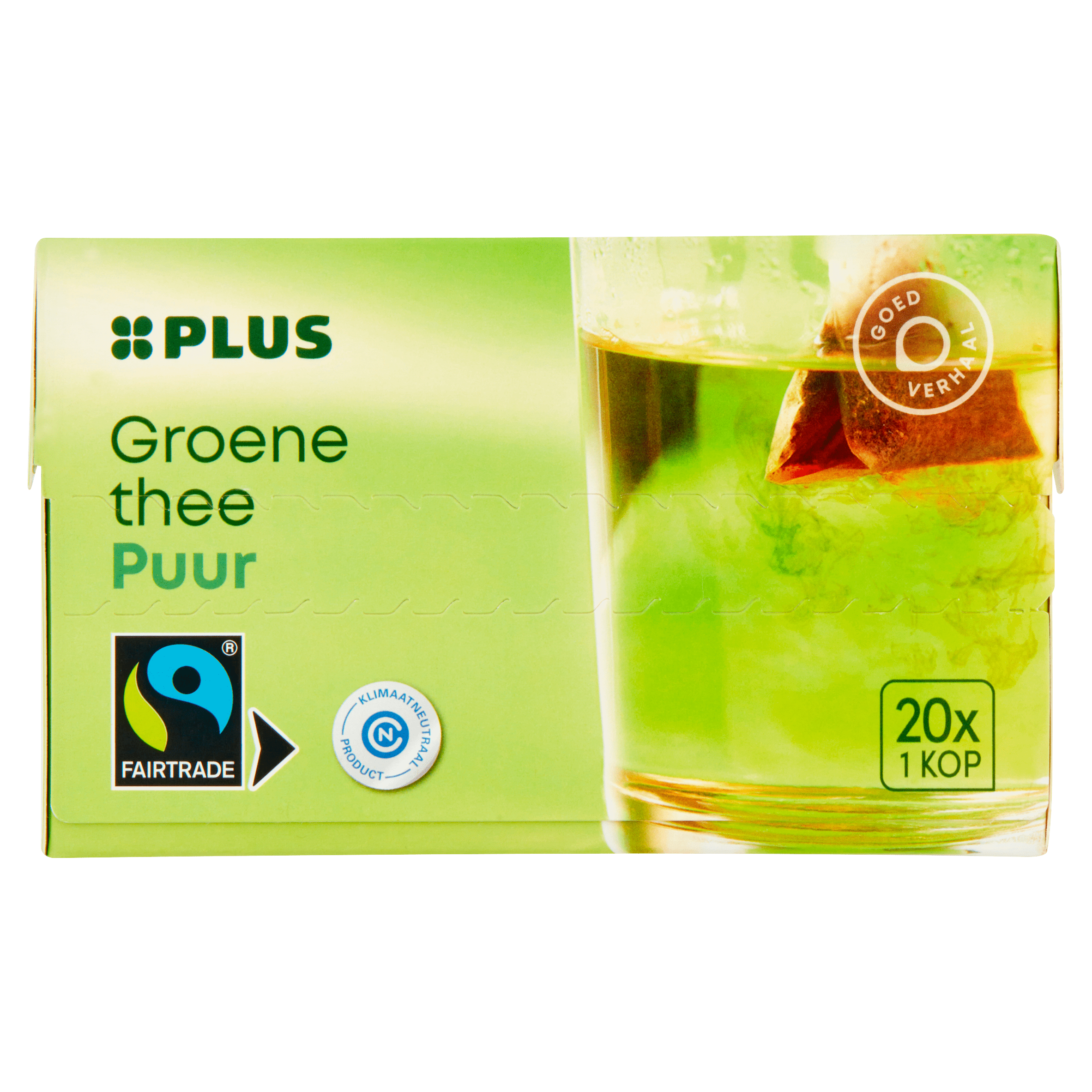 PLUS Groene Thee Puur Fairtrade Per Doos 30 g
