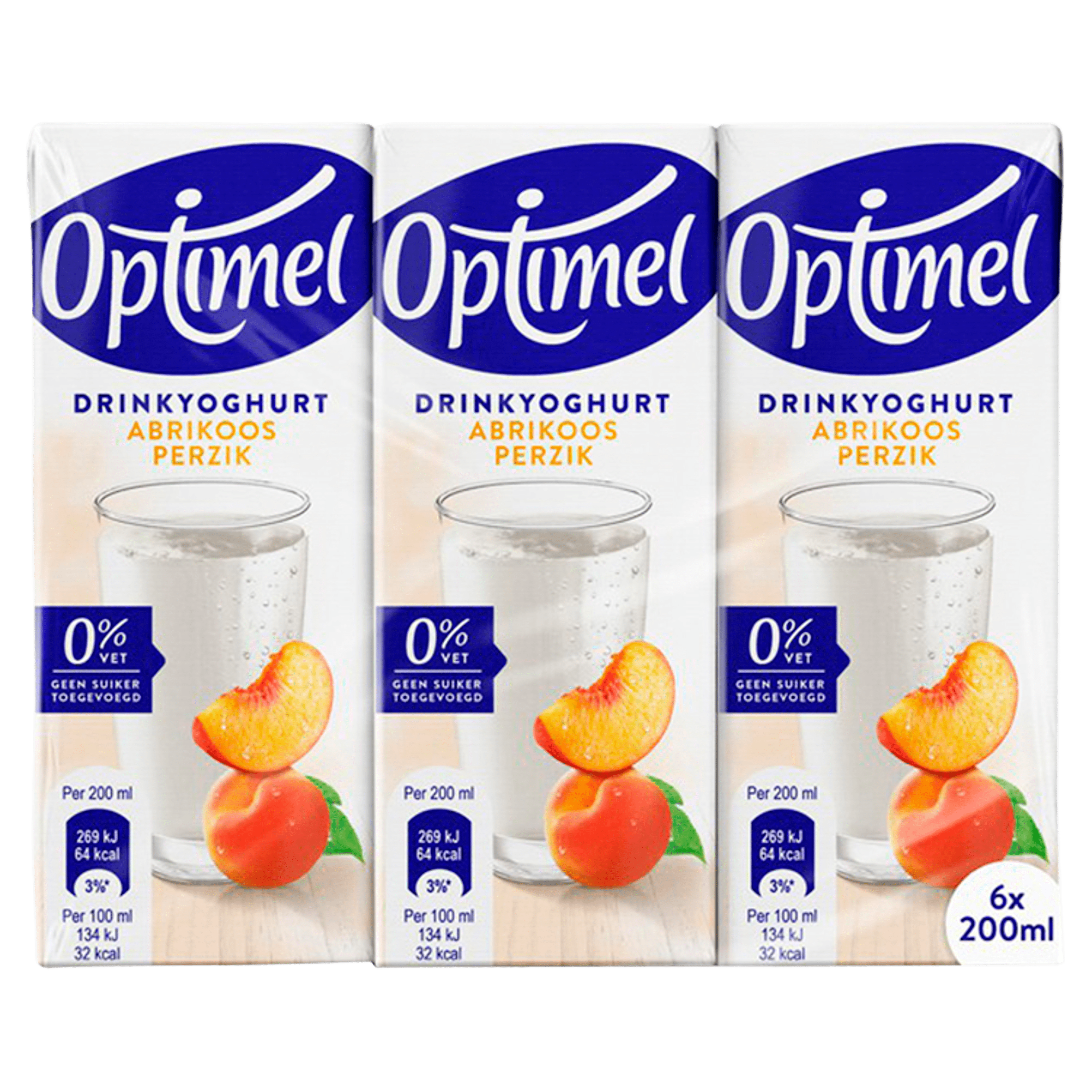 Optimel Langlekker perzik-abrikoos mini 6-pack Per Pak 1200 ml