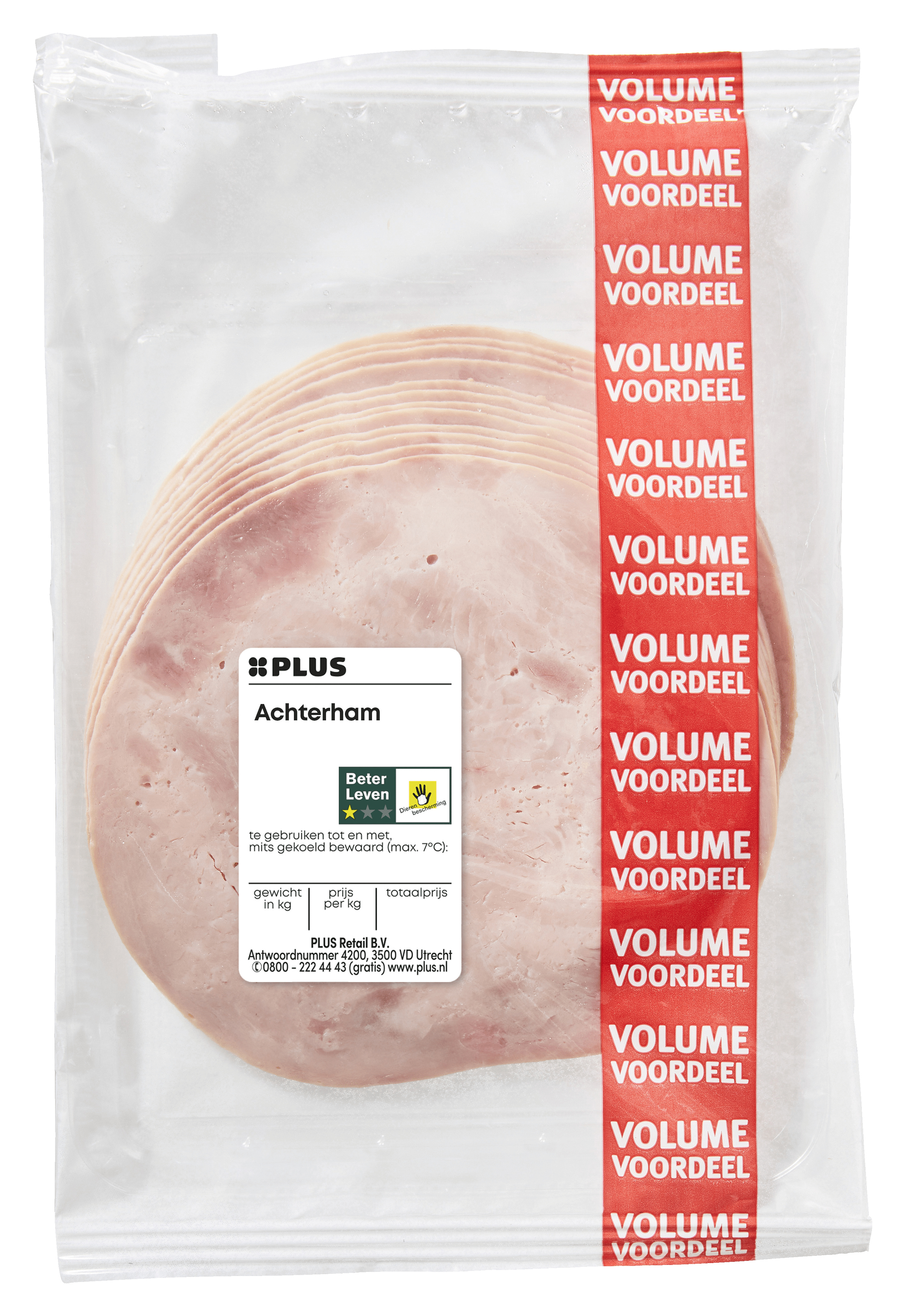 PLUS Achterham VDV Per Tray 200 g