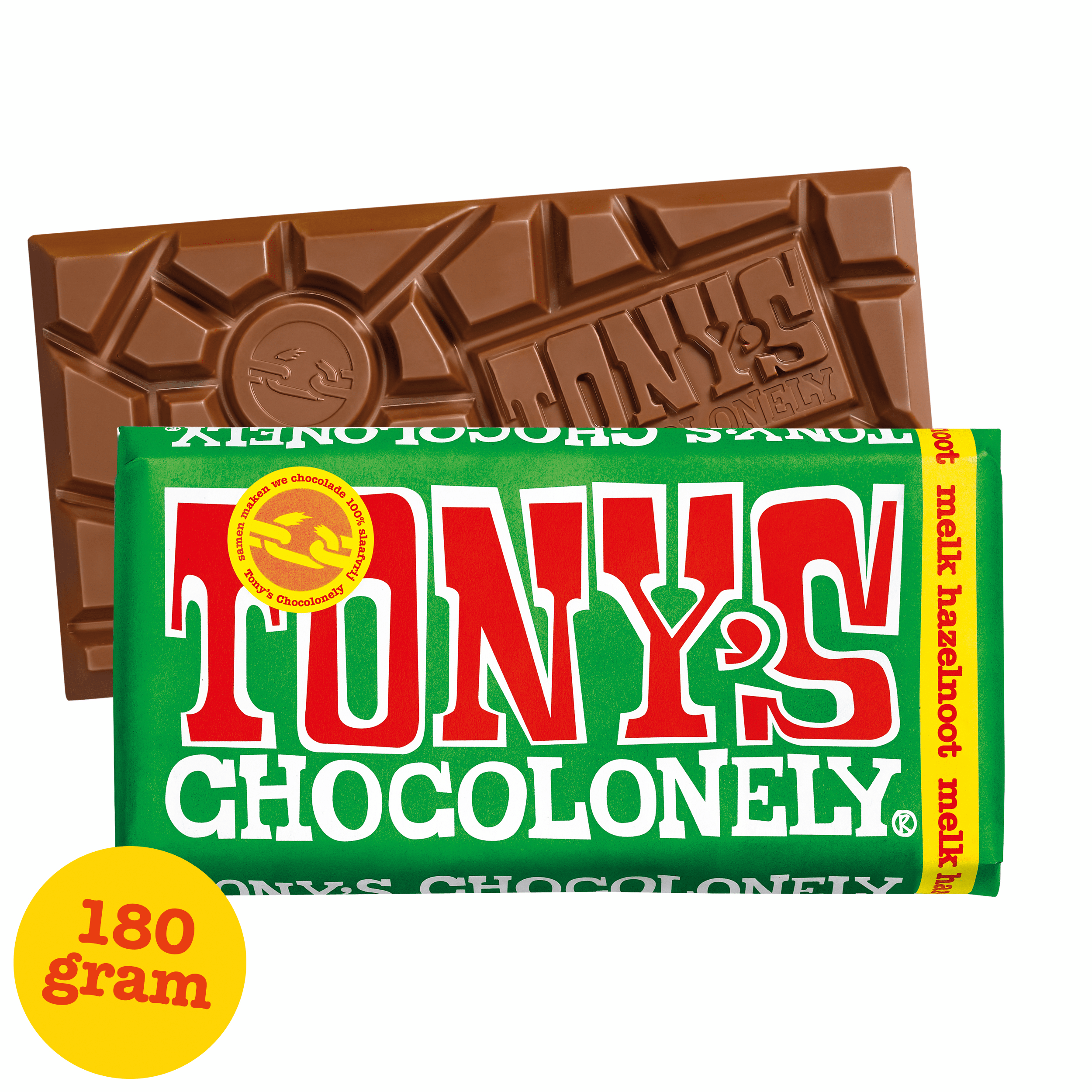 Tony's Chocolonely Chocoladereep Melk hazelnoot Fairtrade Per Wikkel 180 g
