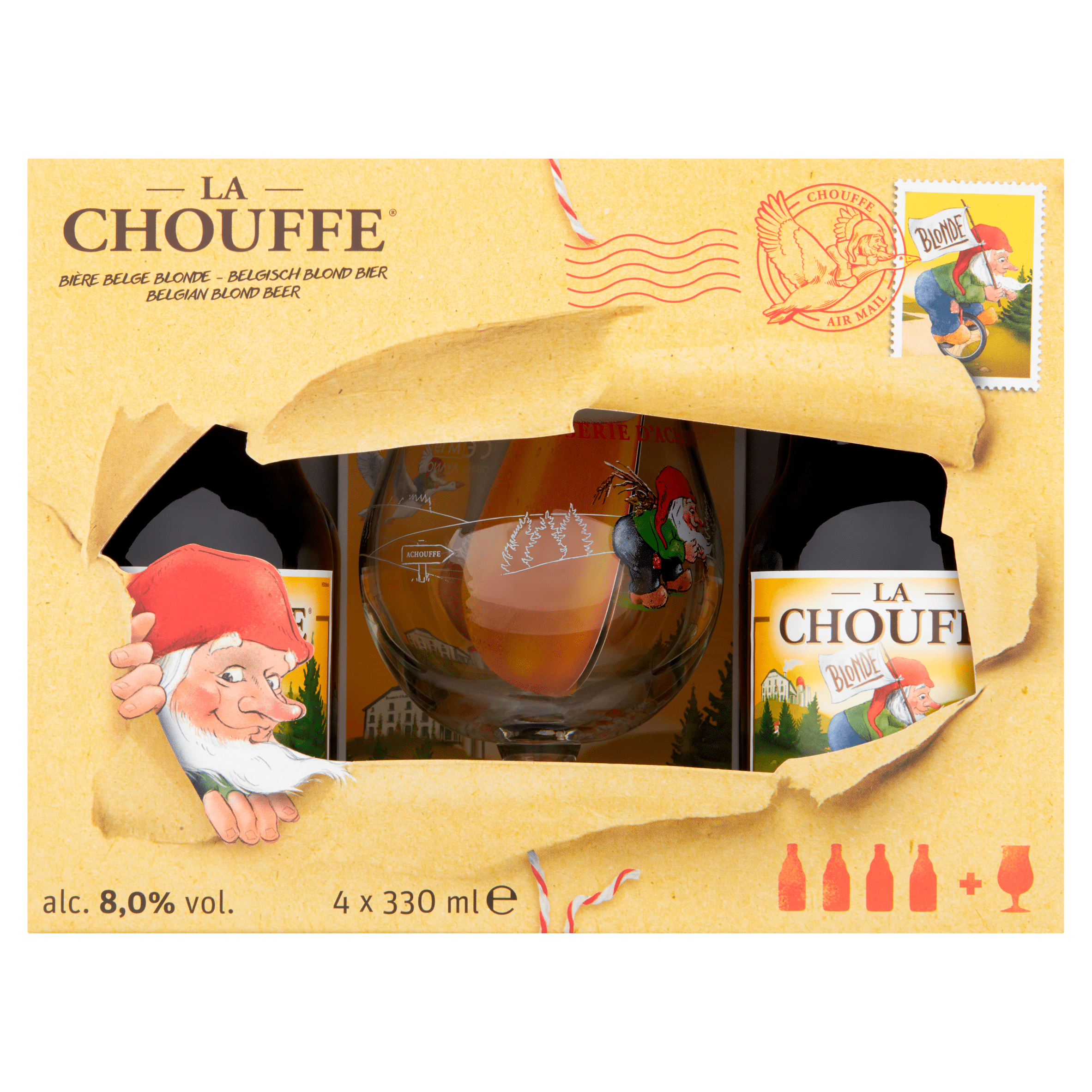 La Chouffe GVP 4x33 cl + glas Per Set 1 st