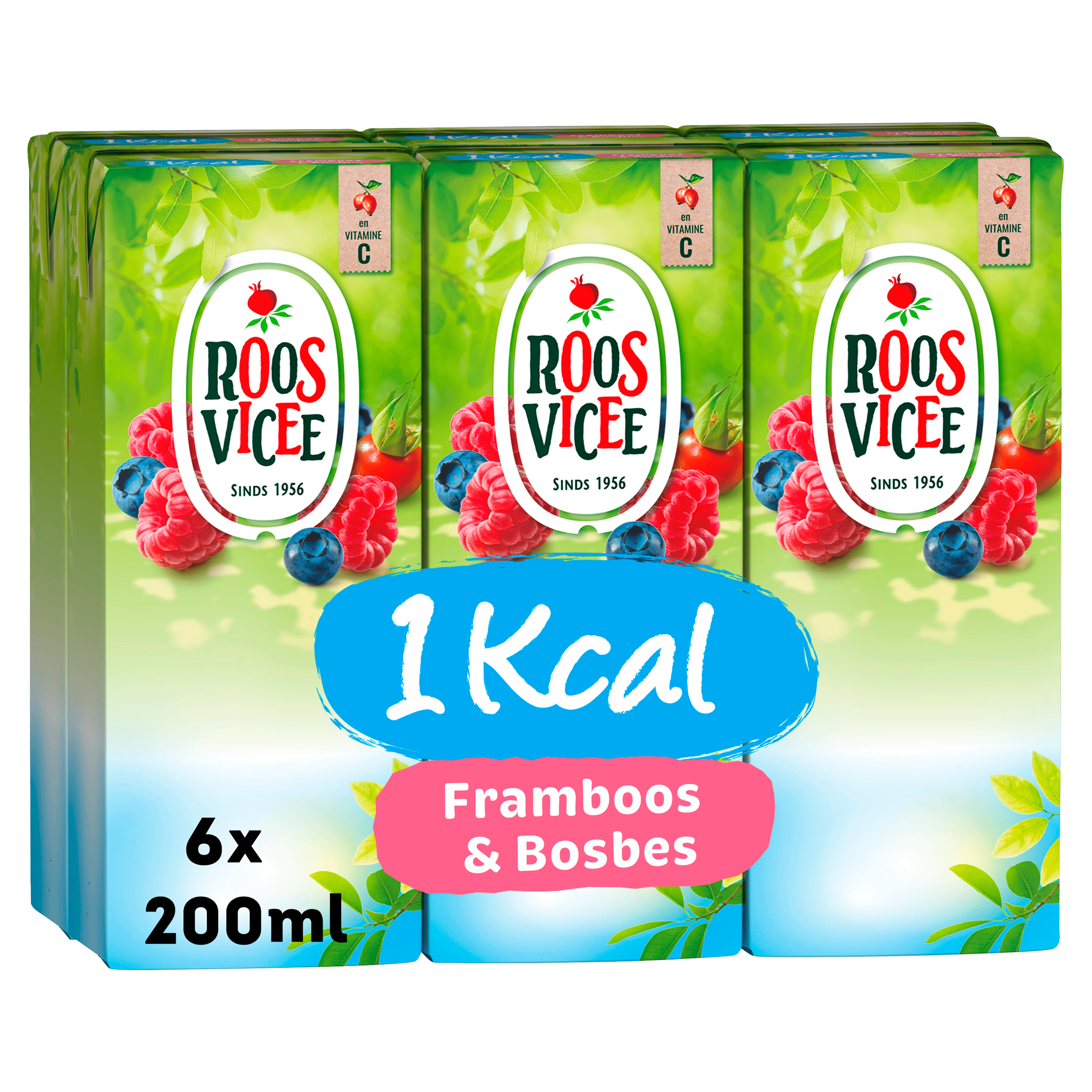 Roosvicee 1Kcal framboos bosbes 6-pack Per Set 1200 ml