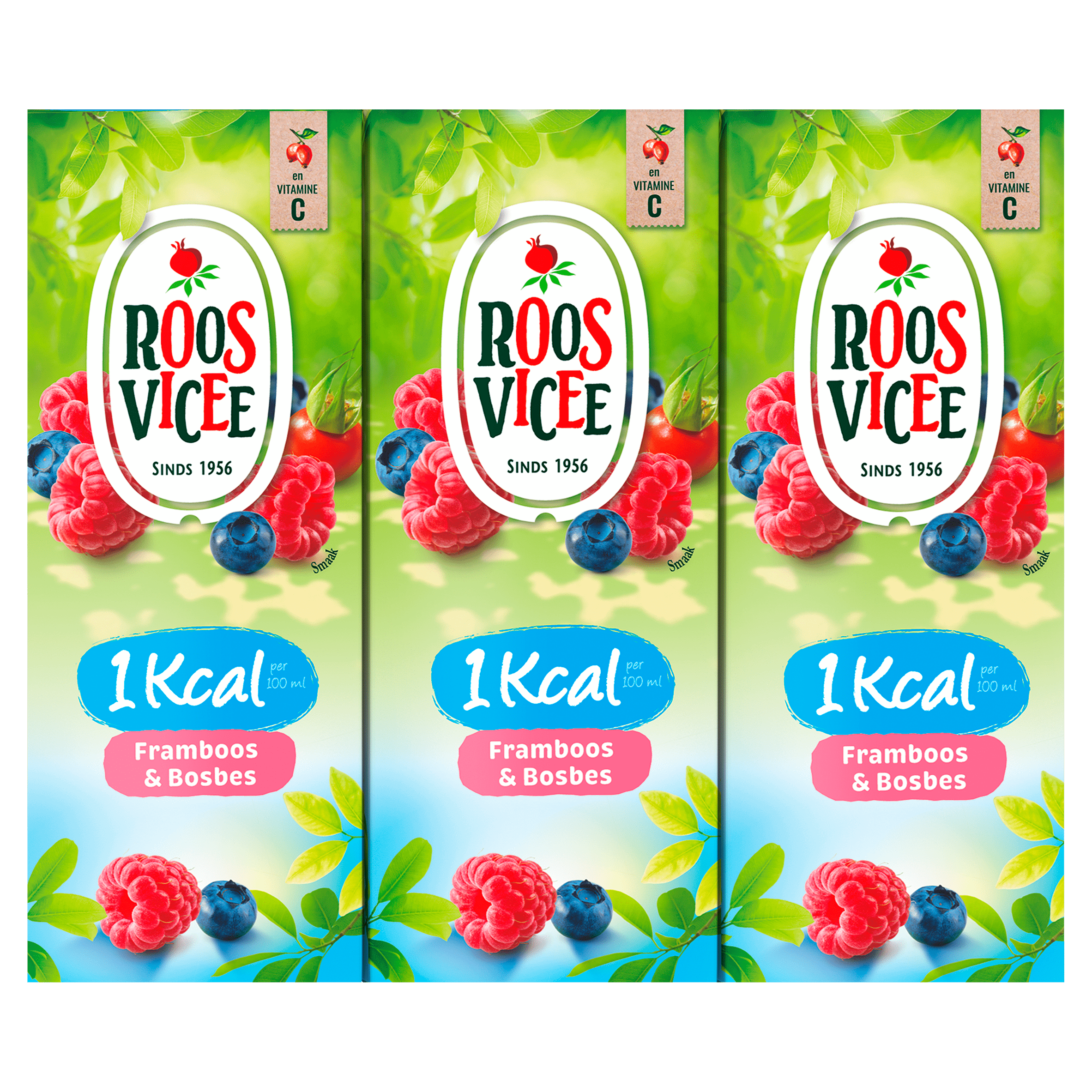 Roosvicee 1Kcal framboos bosbes 6-pack Per Set 1200 ml