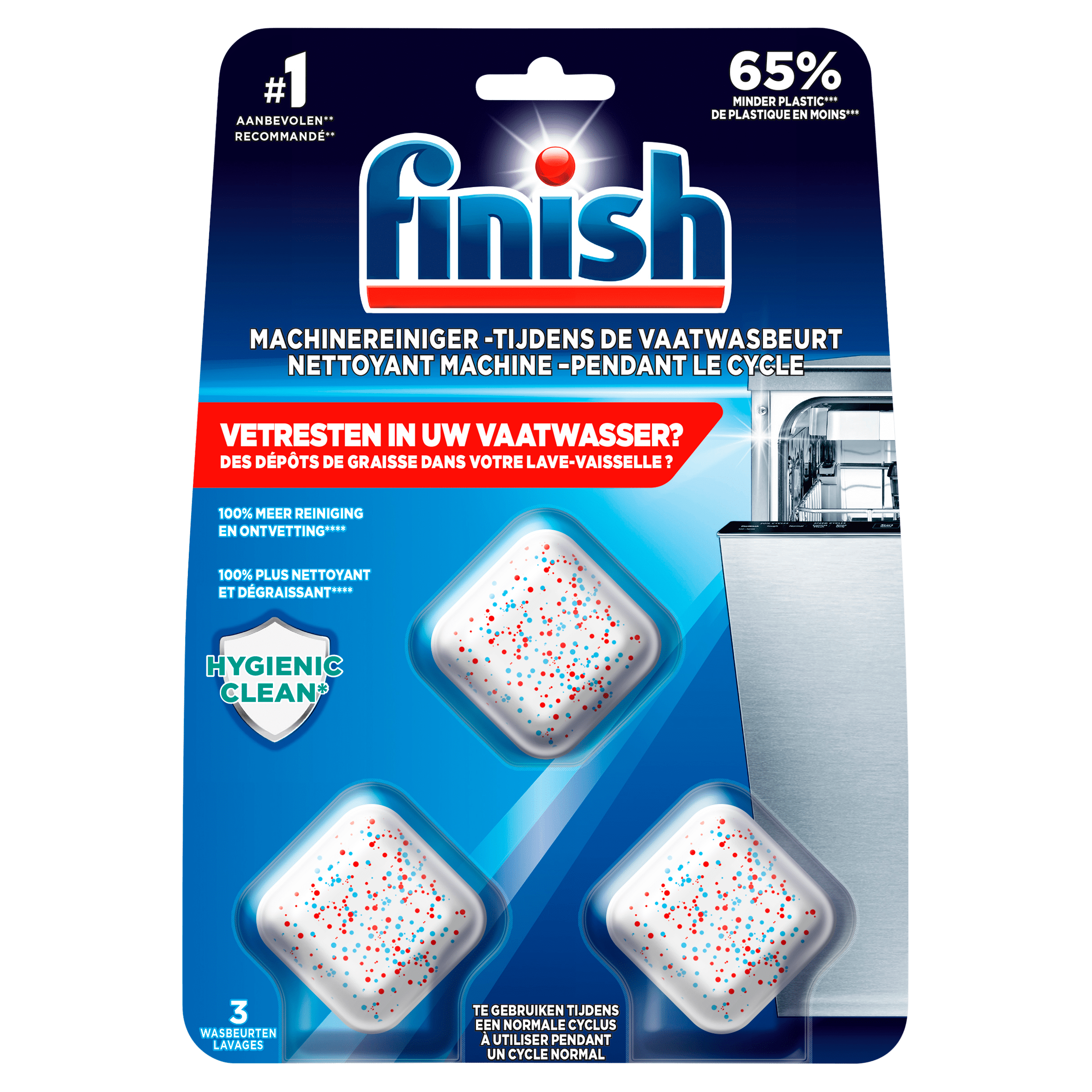 Finish Machinereiniger tijdens de wasbeurt Per Blister 3 st - PLUS
