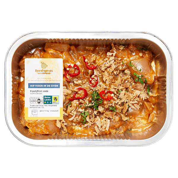 PLUS Boerentrots Ovenschotel kipdijfilet saté Per Tray 390 g