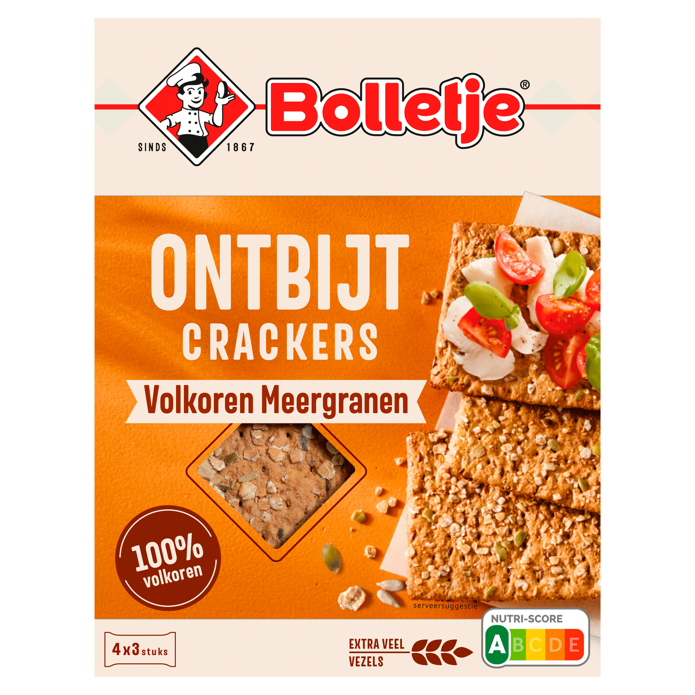 Bolletje Ontbijtcrackers volkoren meergranen Per Doos 250 g