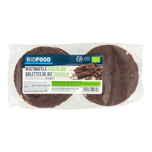 Damhert Biofood Rijstwafels chocolade bio Per Zak 100 g - PLUS