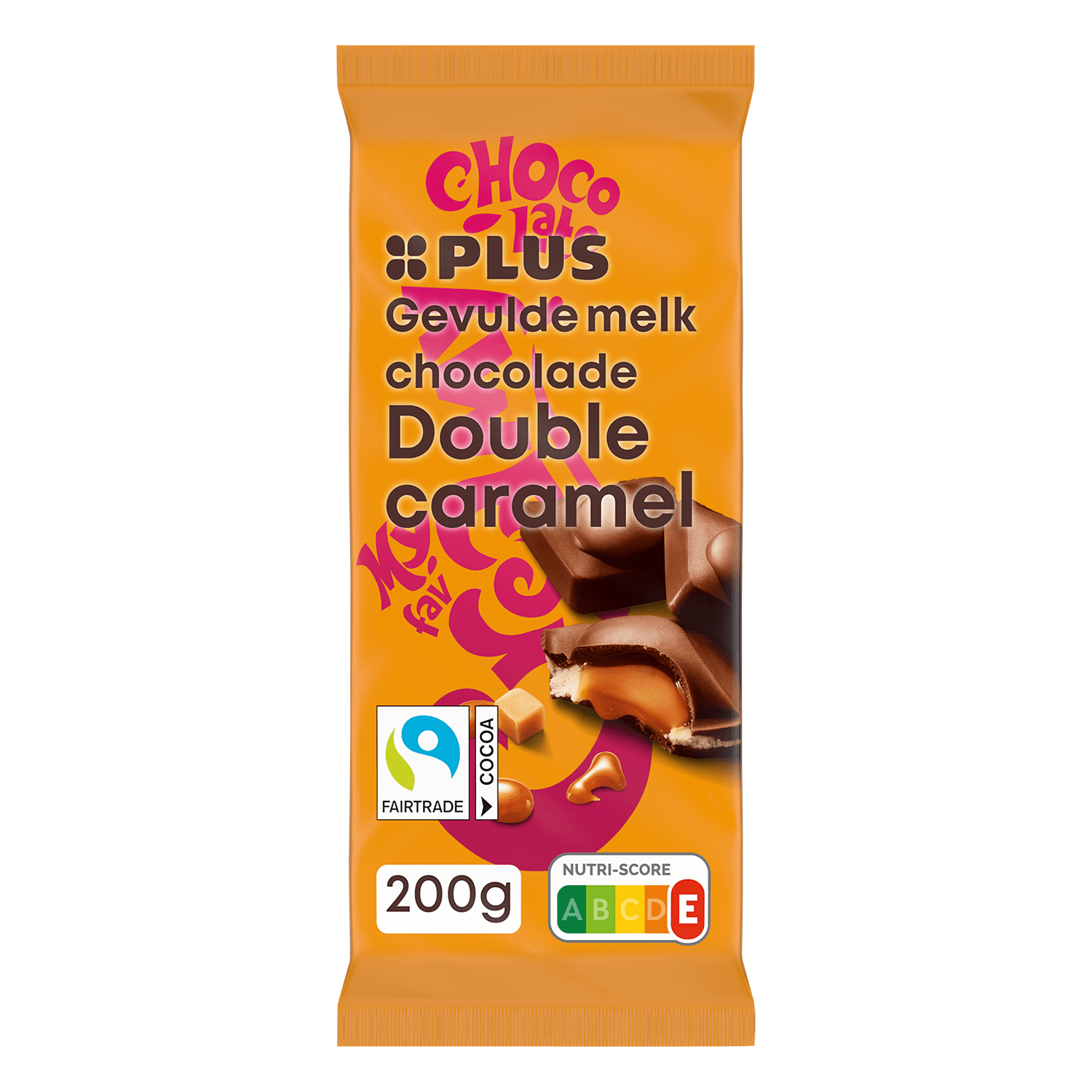 PLUS Gevulde chocoladereep double karamel Per Wikkel 200 g