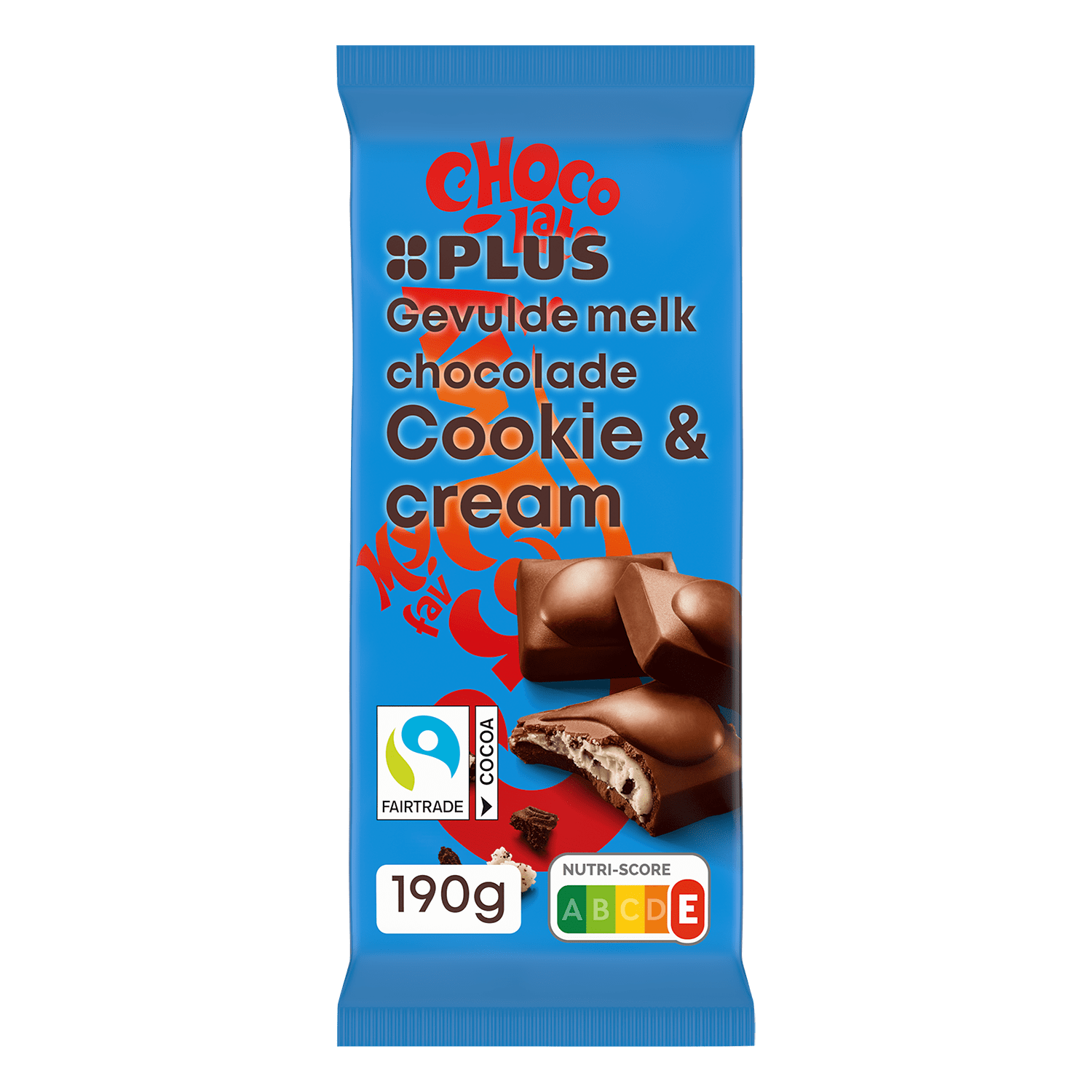 PLUS Gevulde chocoladereep cookie cream Per Wikkel 190 g