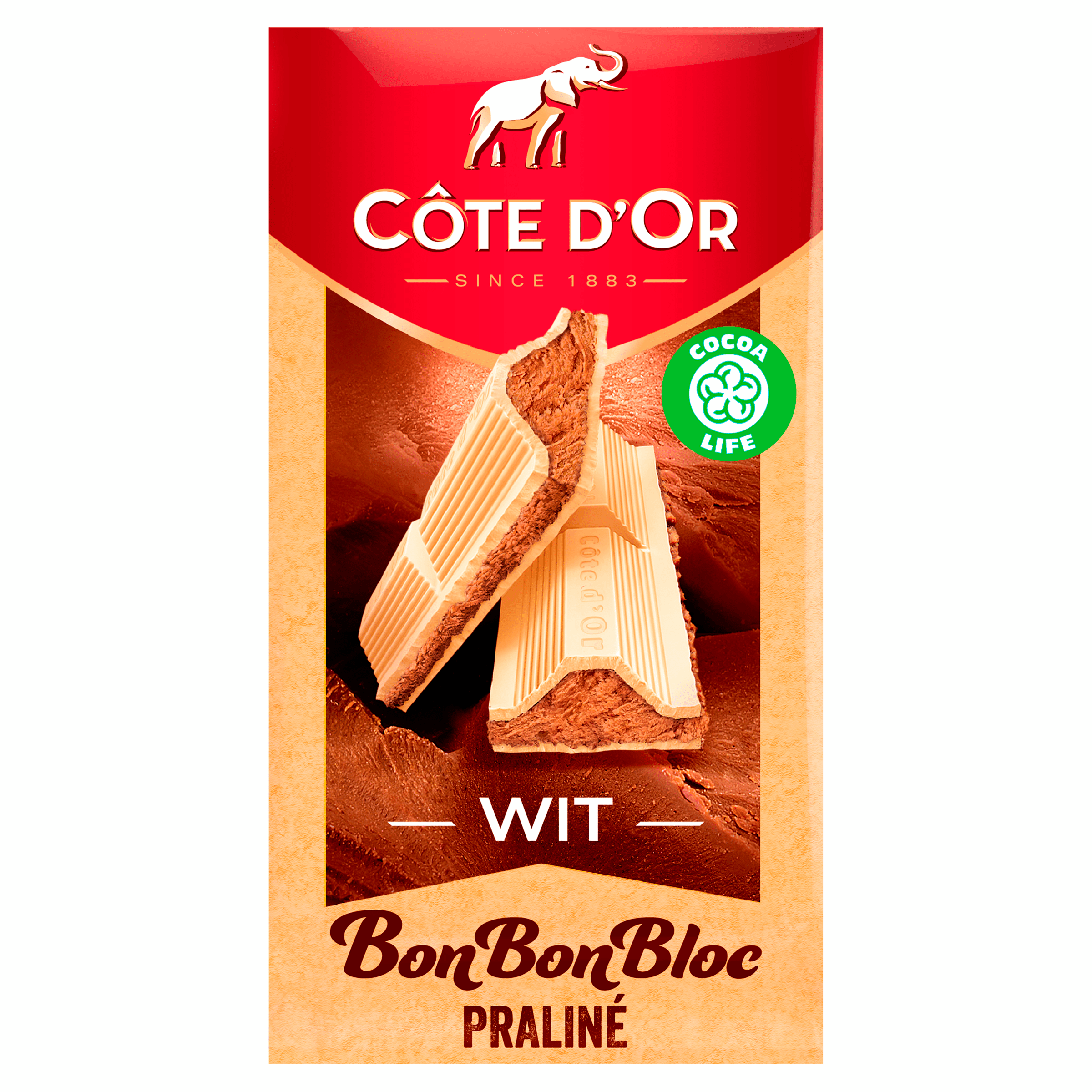 Côte d'Or BonBonBloc chocoladereep praliné wit Per Wikkel 200 g