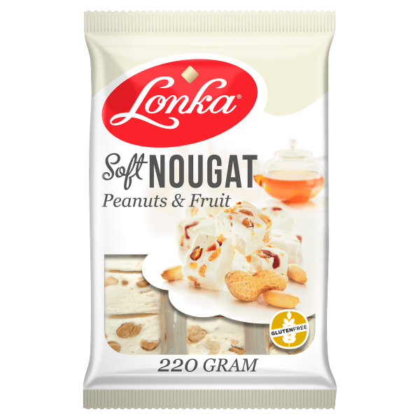 Lonka Soft nougat pinda vrucht Per Tray 220 g