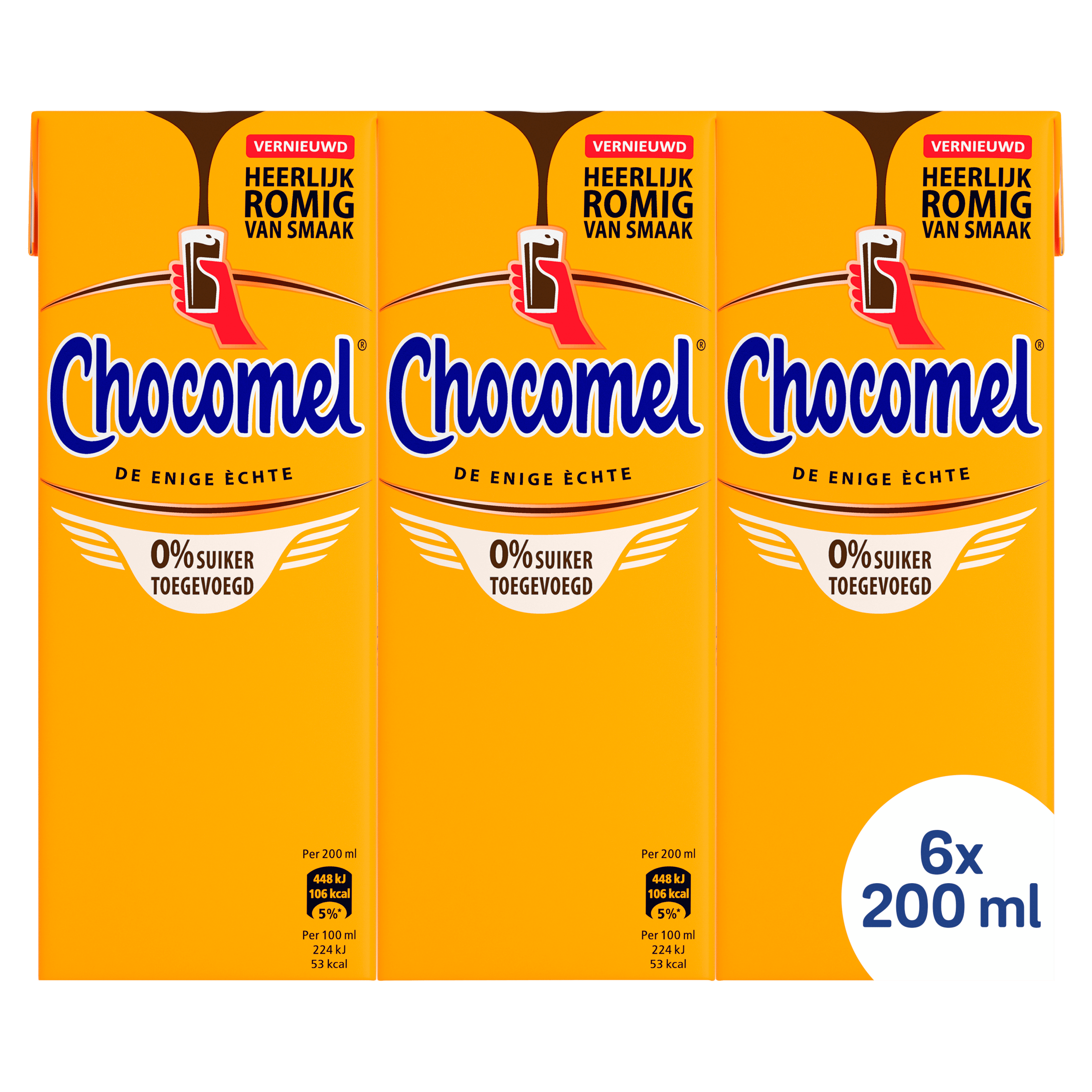 Chocomel 0% Heerlijk Romig & Rijk 6x200ML Per Set 1200 ml
