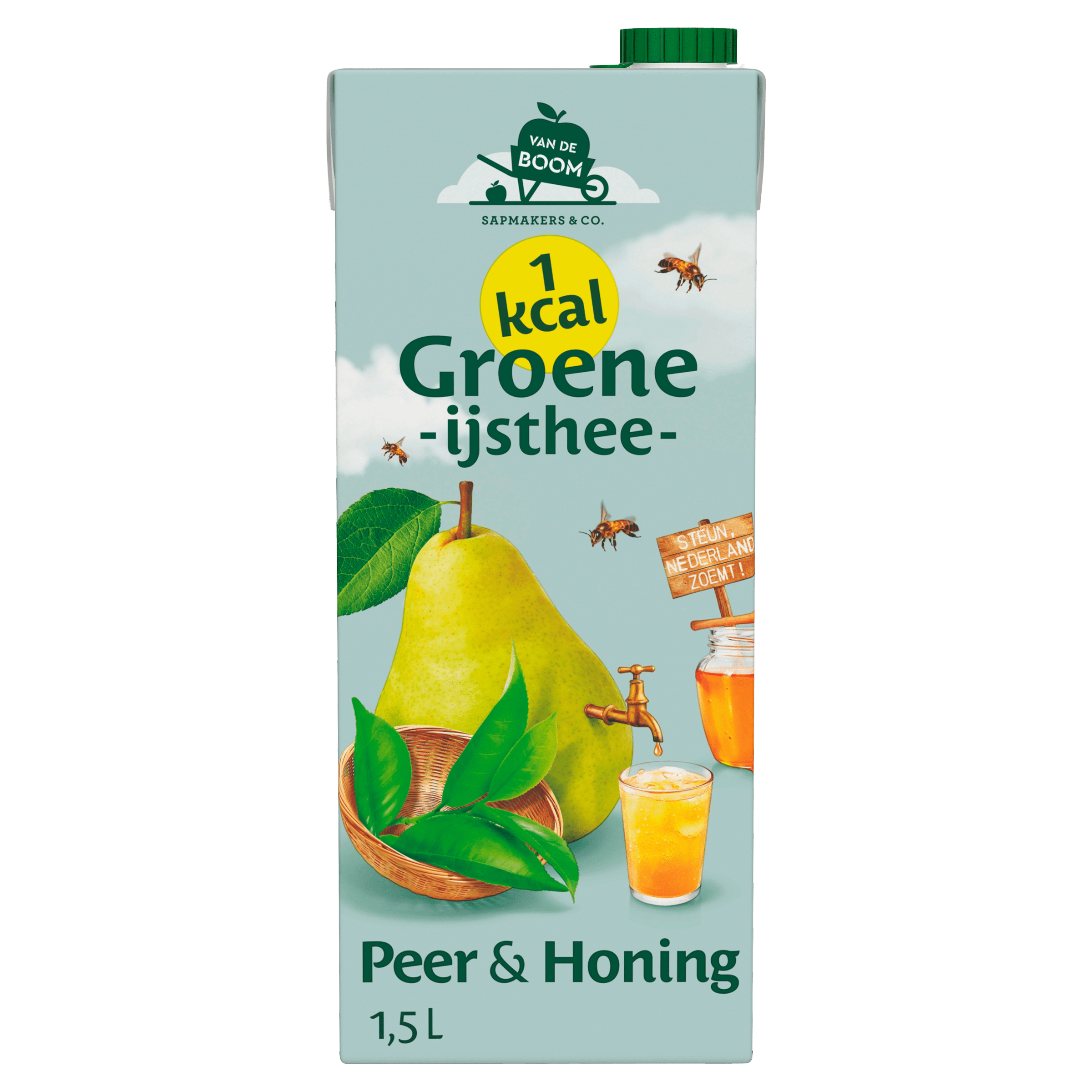 Van de Boom 1Kcal Groene ijsthee peer honing Per Pak 1500 ml