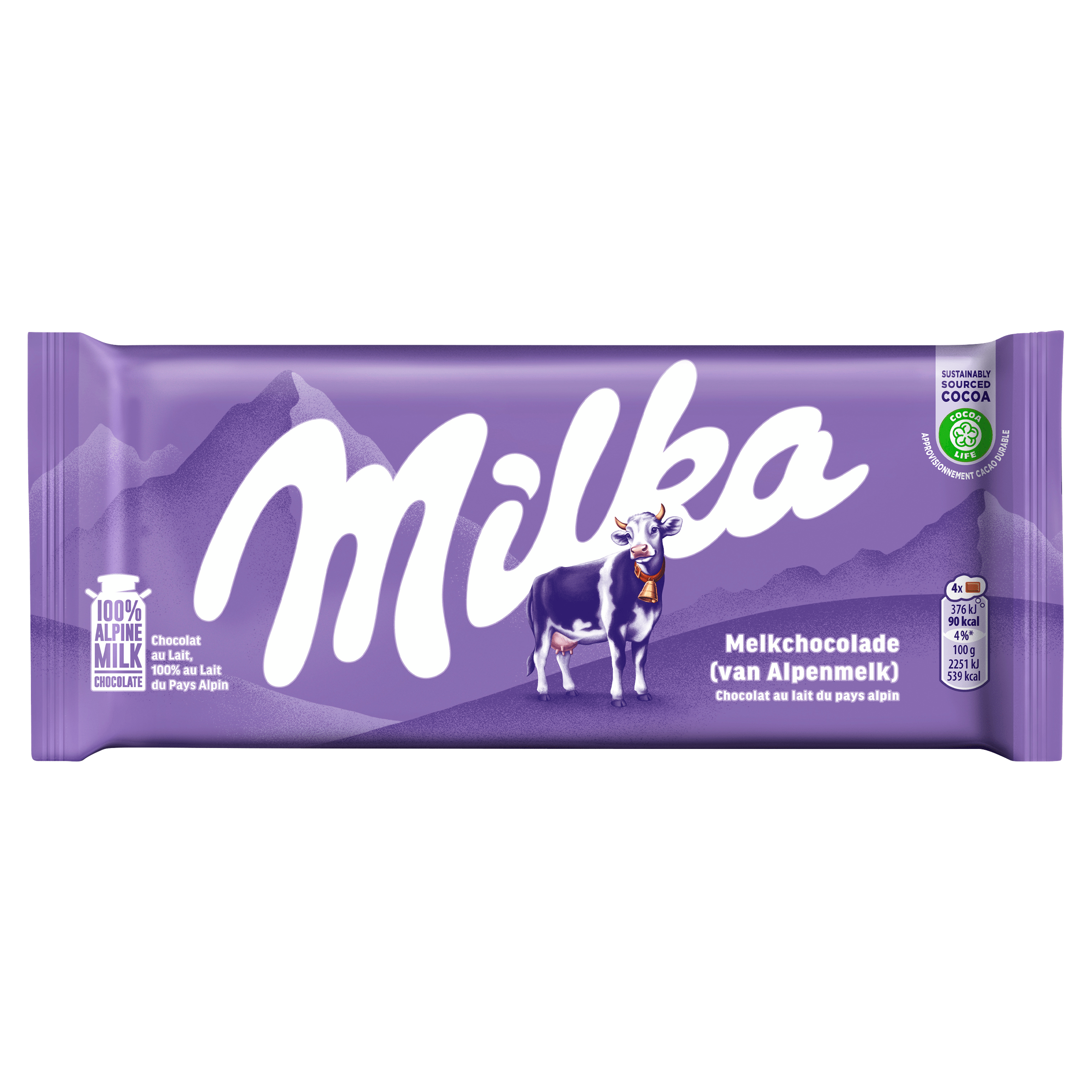 Milka Chocoladereep Alpenmelk Per Wikkel 100 g