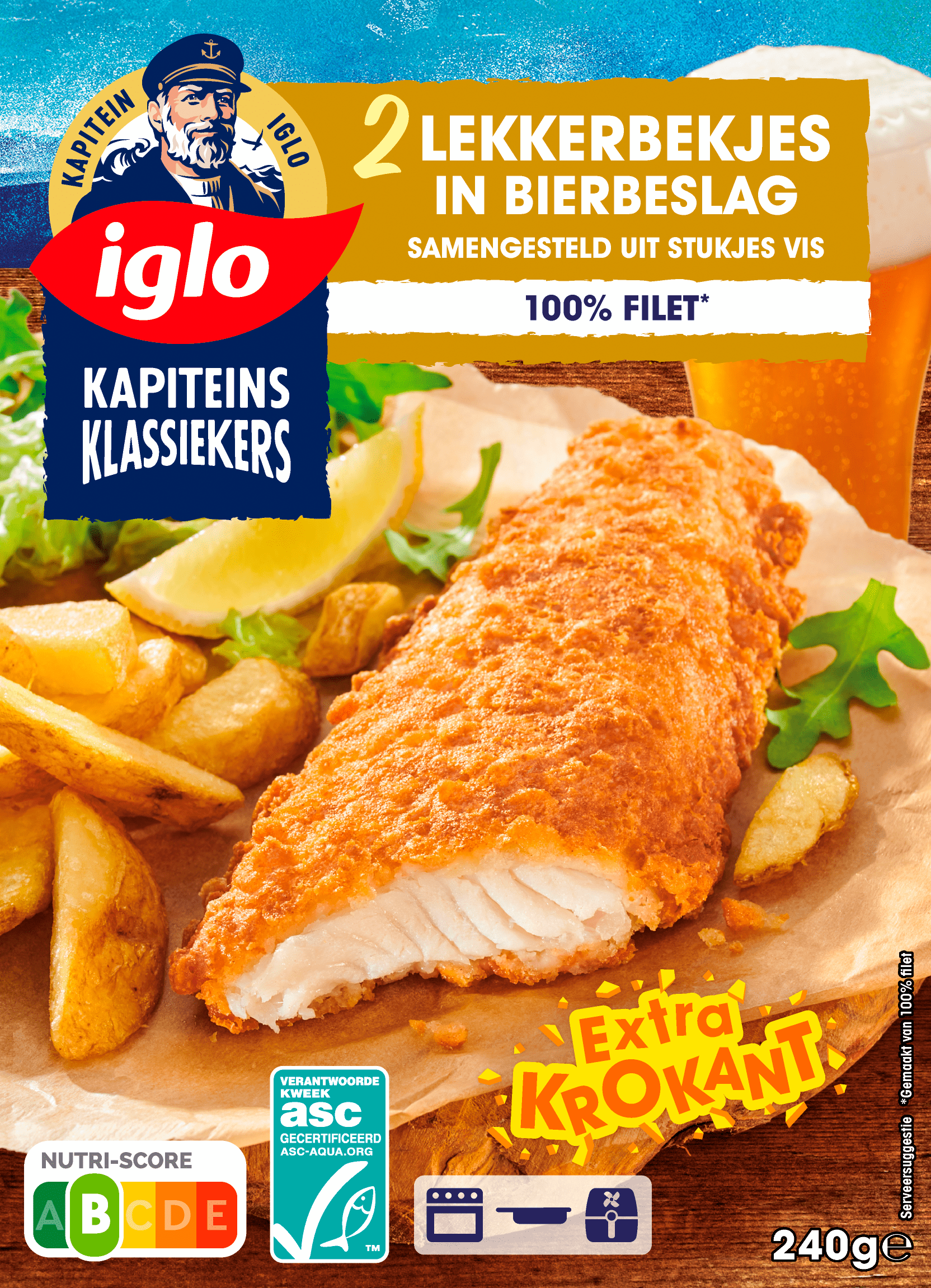 Iglo Kapitein Klassiekers Lekkerbekjes bier Per Doos 240 g
