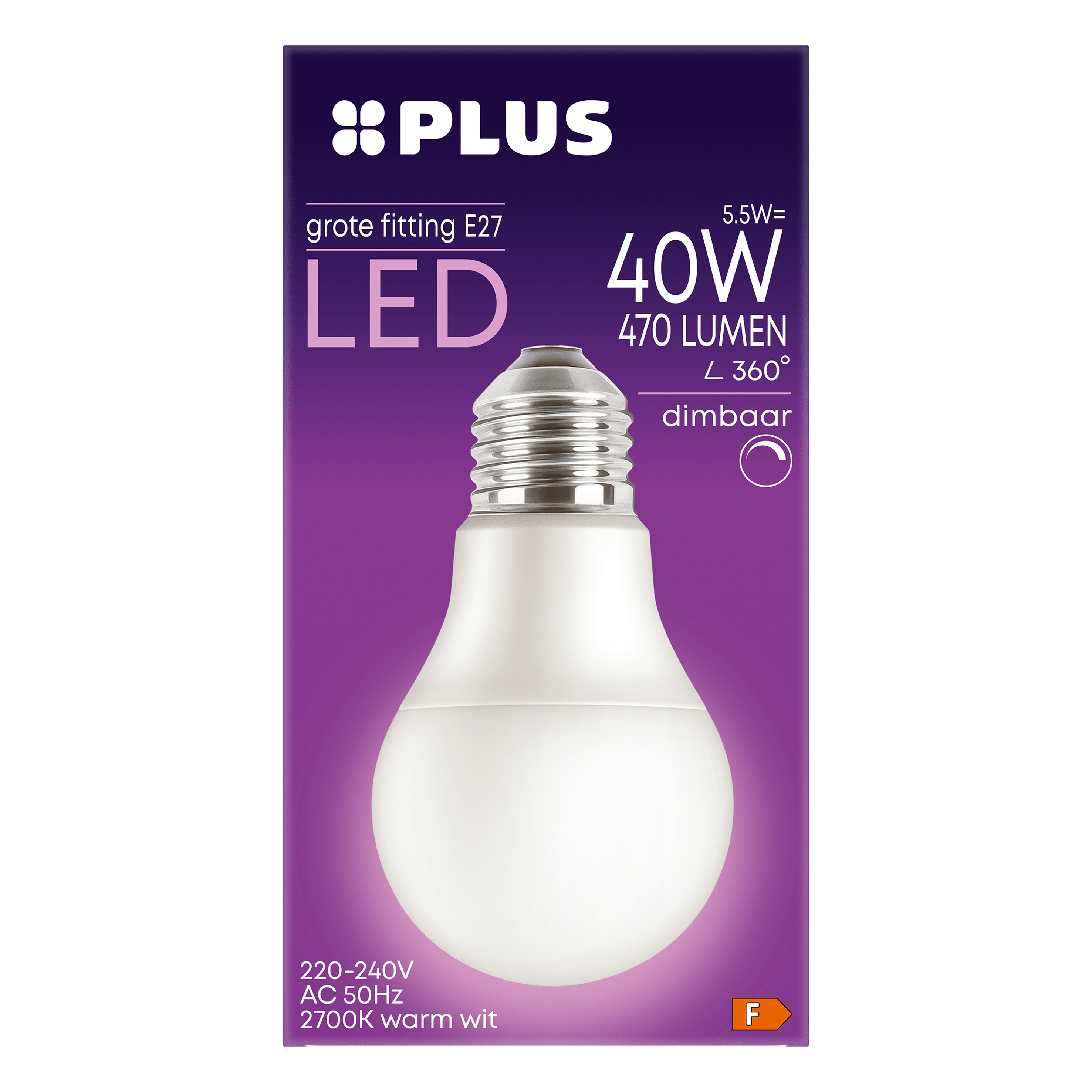 PLUS Lamp LED 40W grote fitting mat dim Per Doos 1 st