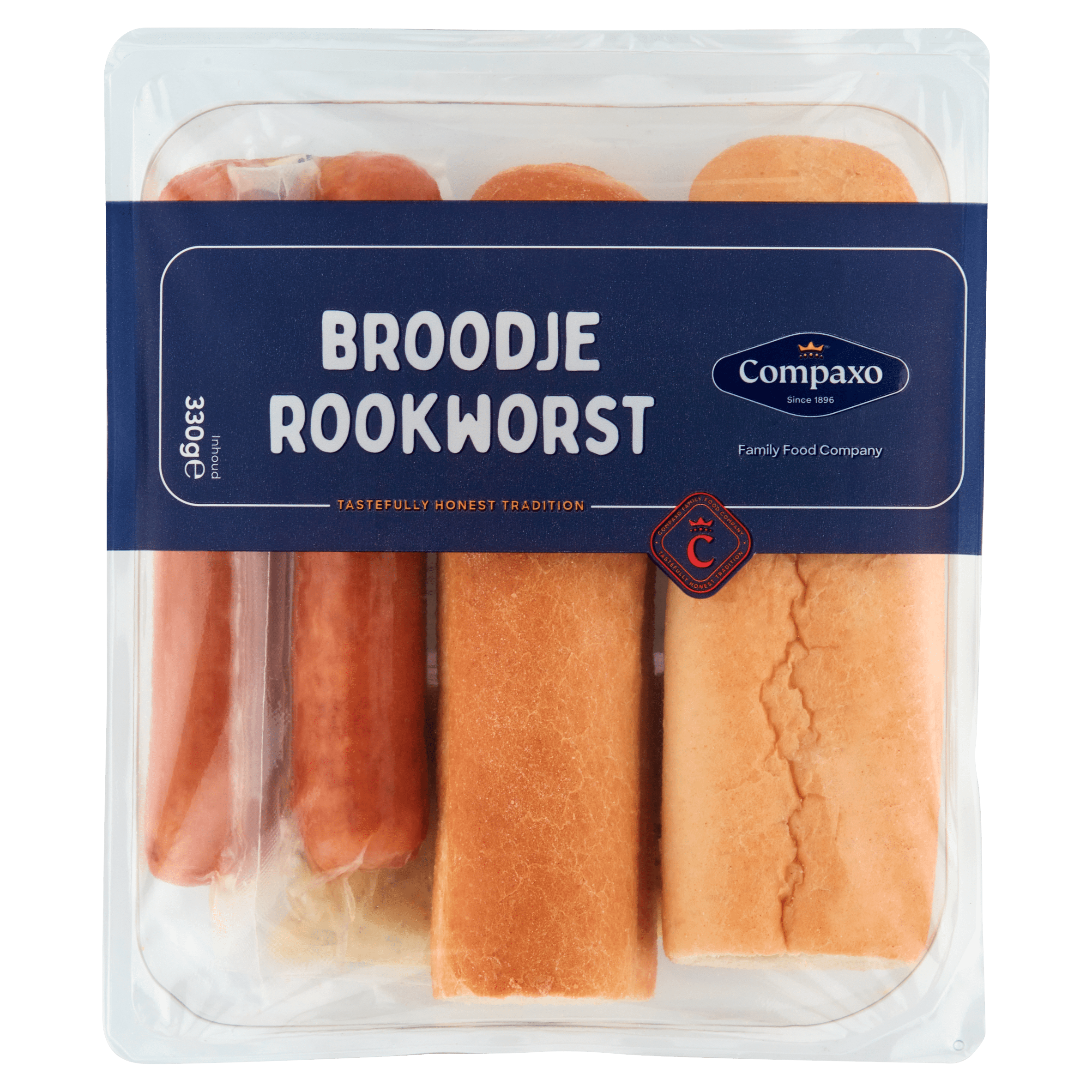 Compaxo Broodje rookworst Per Tray 330 g
