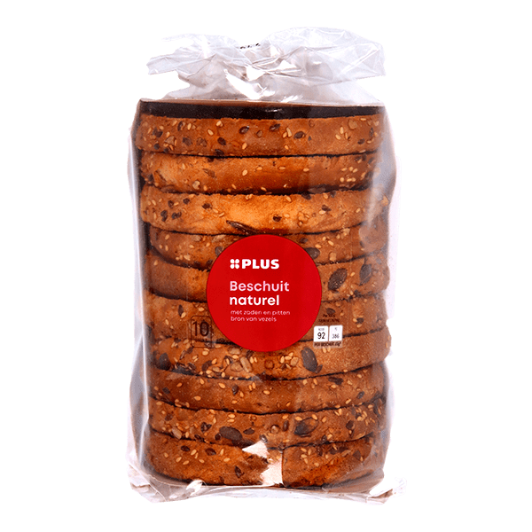 PLUS Beschuit luxe naturel met zaden Per Rol 230 g