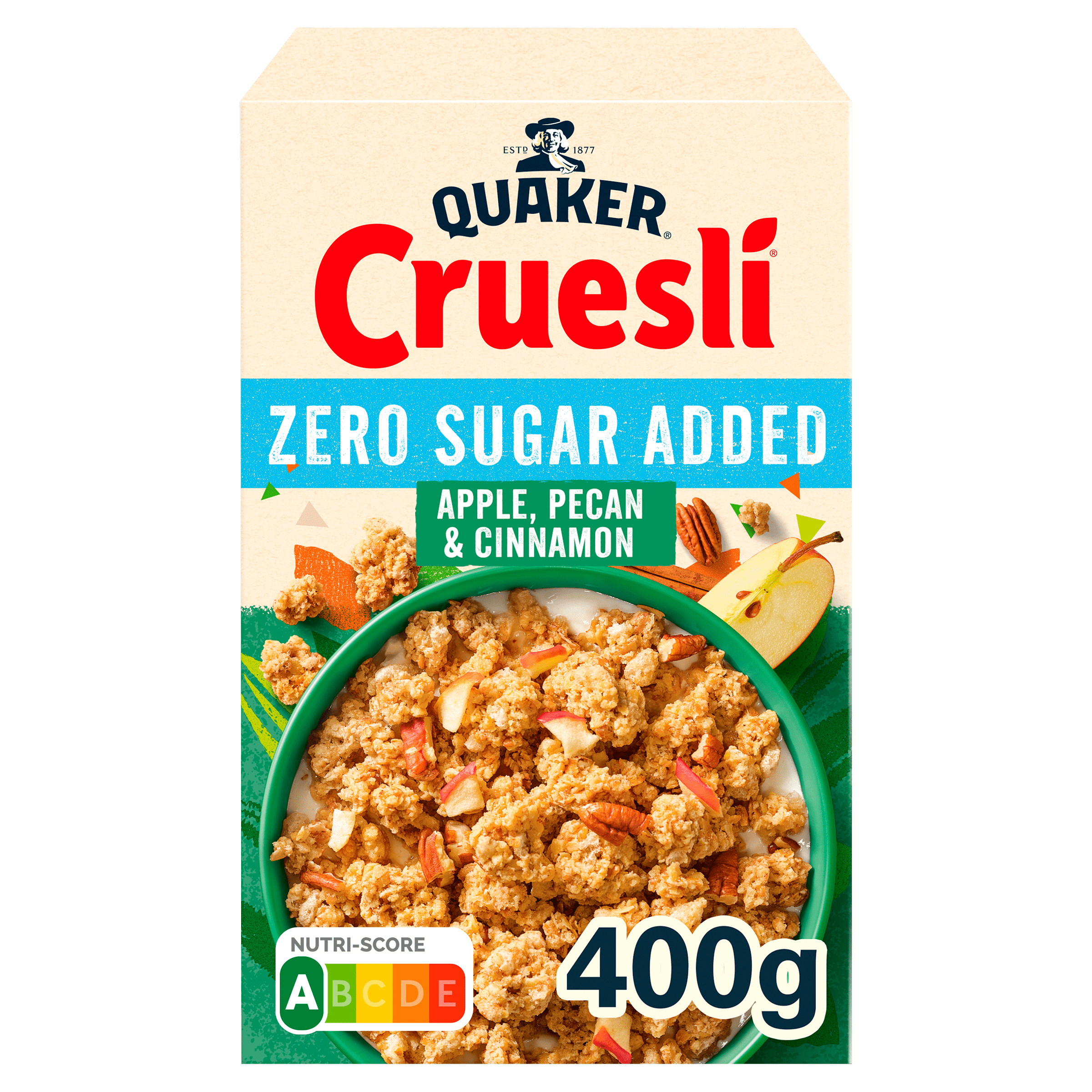 Quaker Cruesli Zero Sugar Added Apple & Pecan Per Doos 400 g