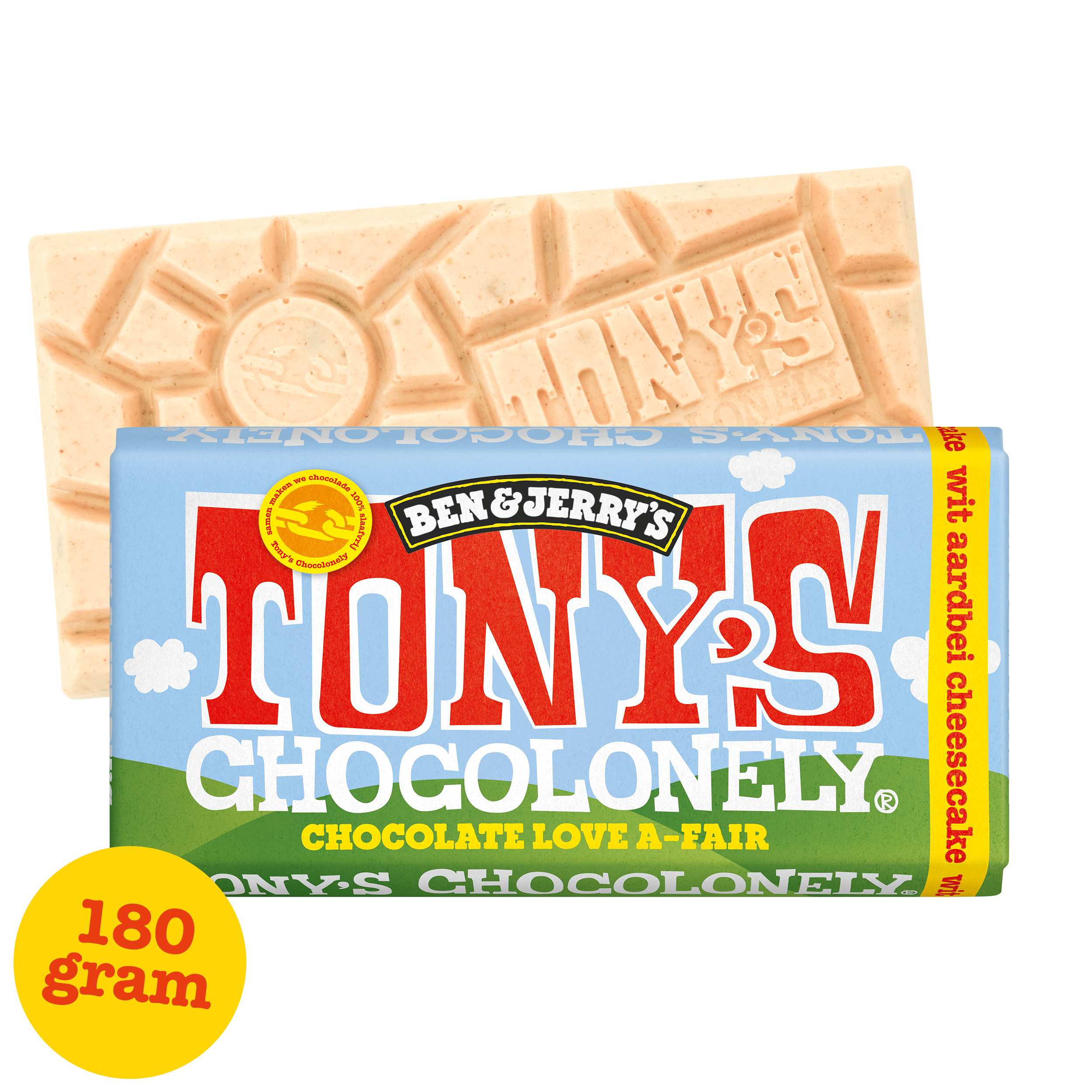 Tony's Chocolonely Witte Chocolade Strawberry Cheesecake Per Wikkel 180 g