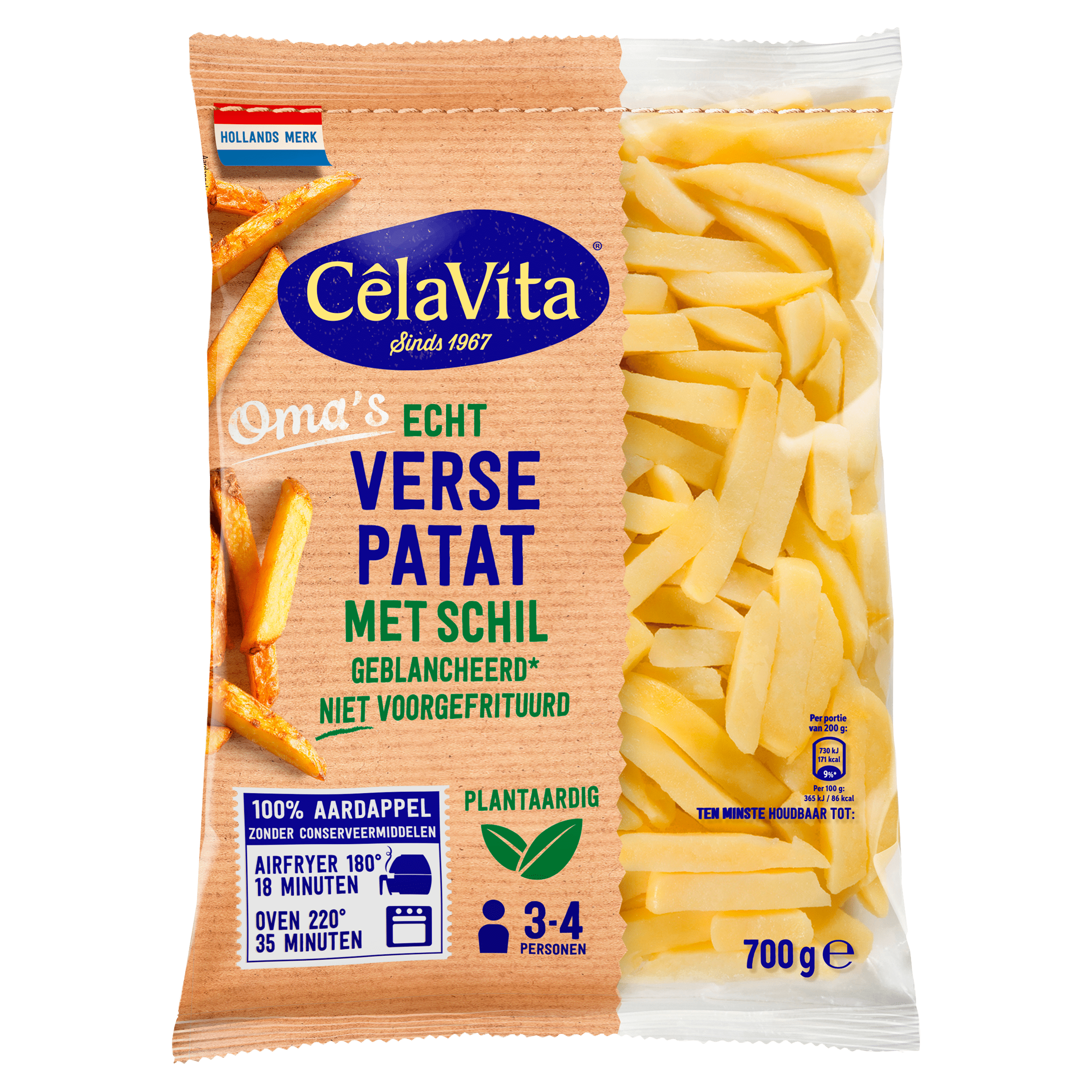 CelaVita Echte verse patat-friet met schil Per Zak 700 g