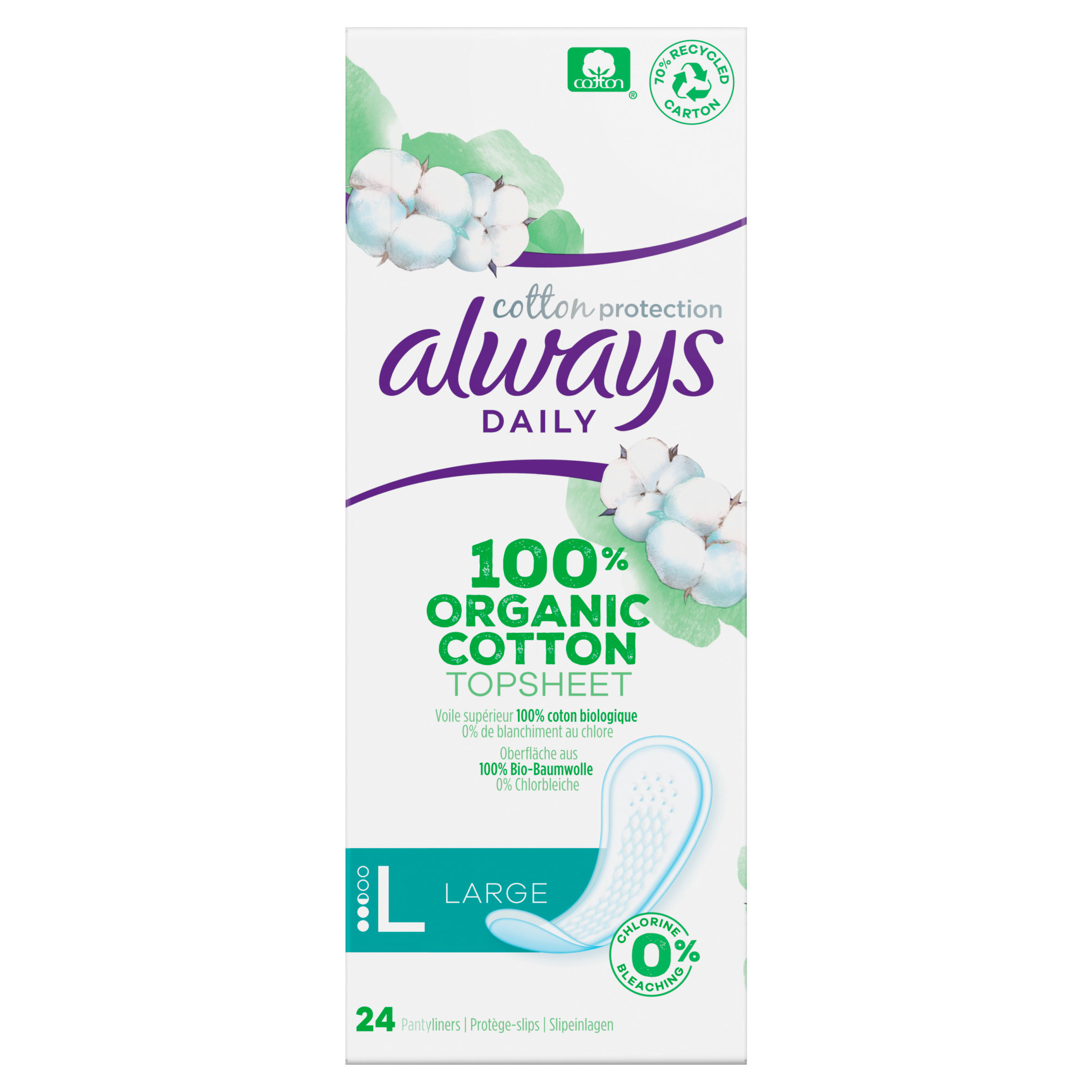 Always Cotton protect inlegkruisjes large Per Doos 24 st
